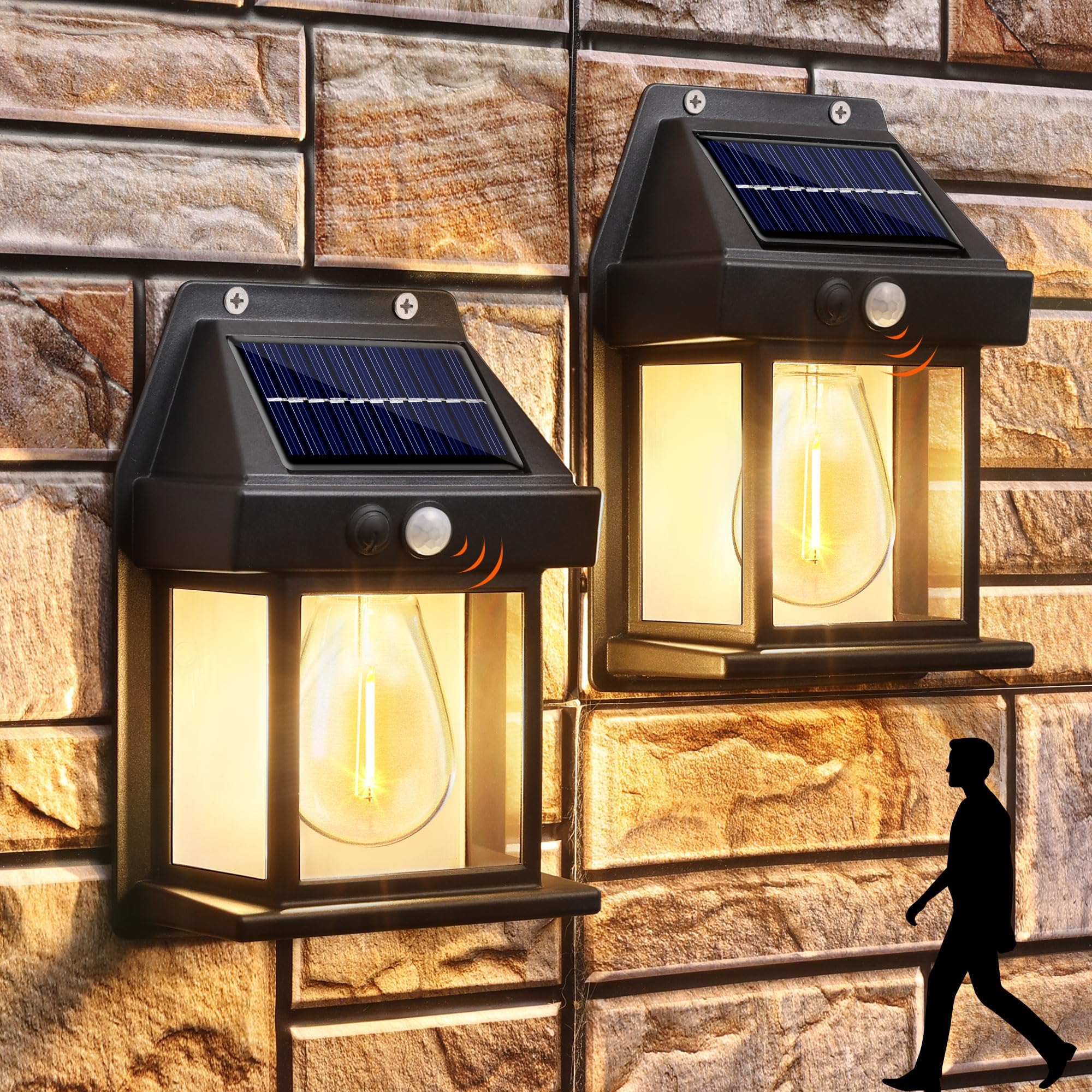 Solar Lights Outdoor, Dusk to Dawn Solar Wall Sconce Motion Sensor, 3 ...