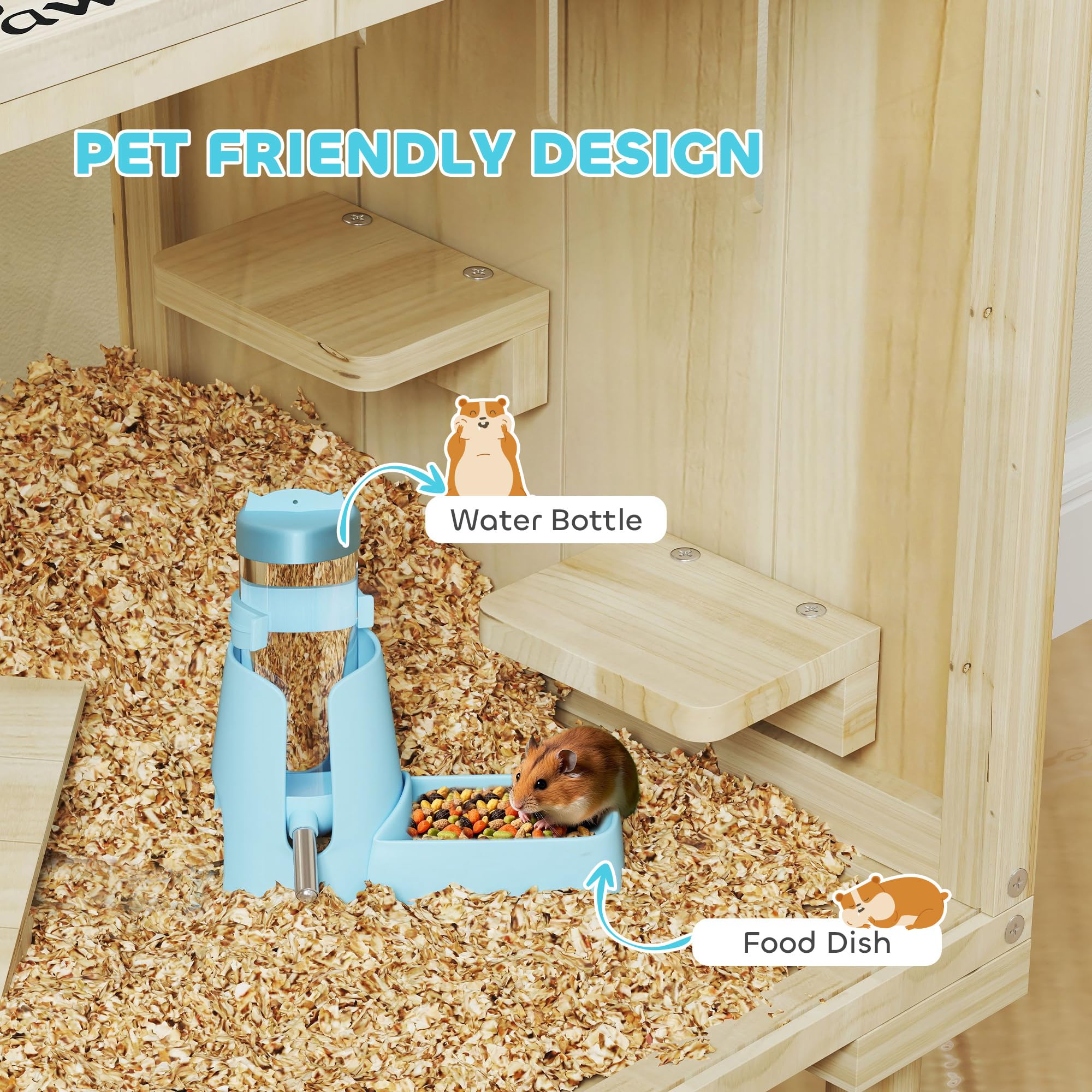 Hamster Bedding PawHut Large Hamster Cage, 28"Length Wooden Hamster ...