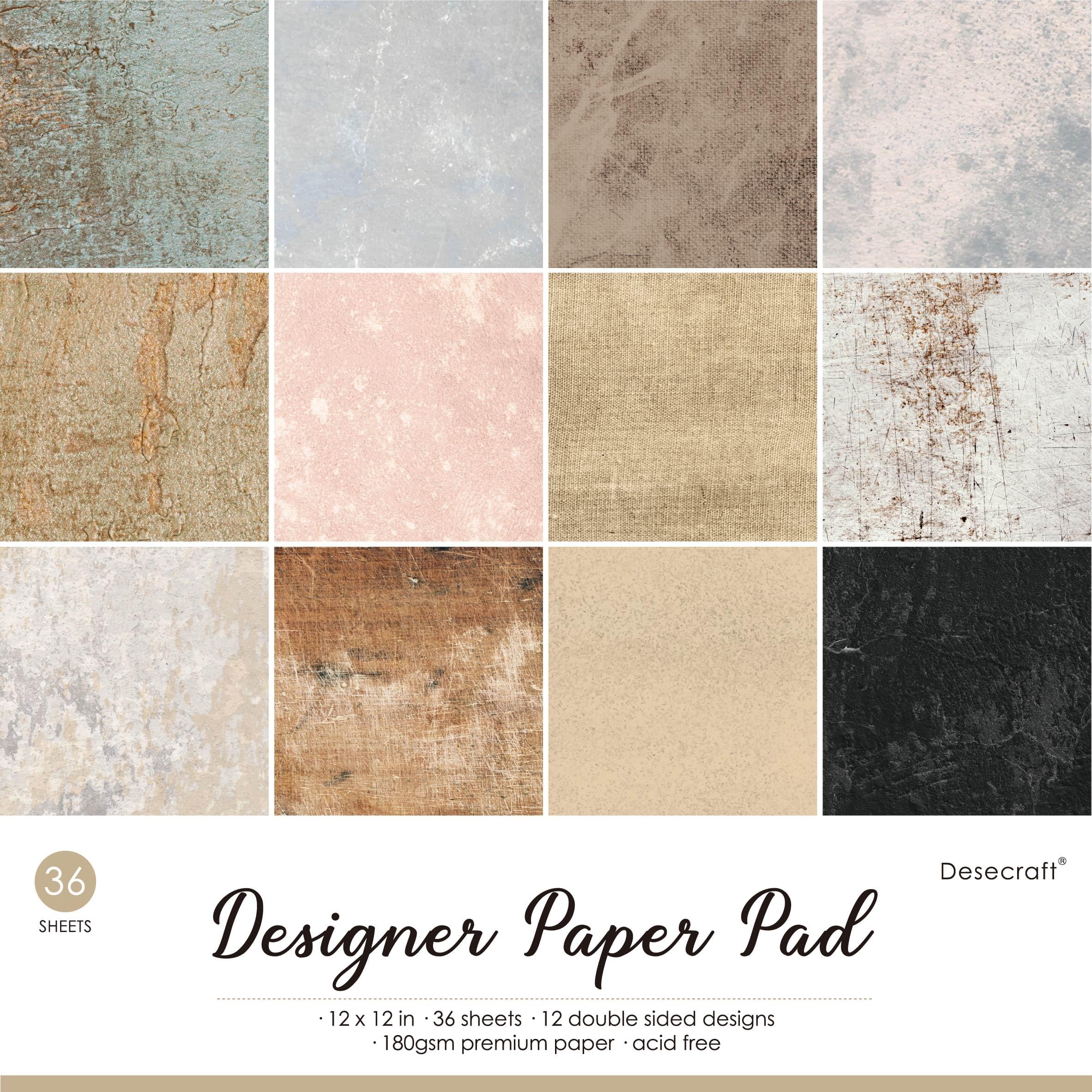 Amazon.com : Desecraft Vintage Textured 12x12 Scrapbooking Cardstock ...