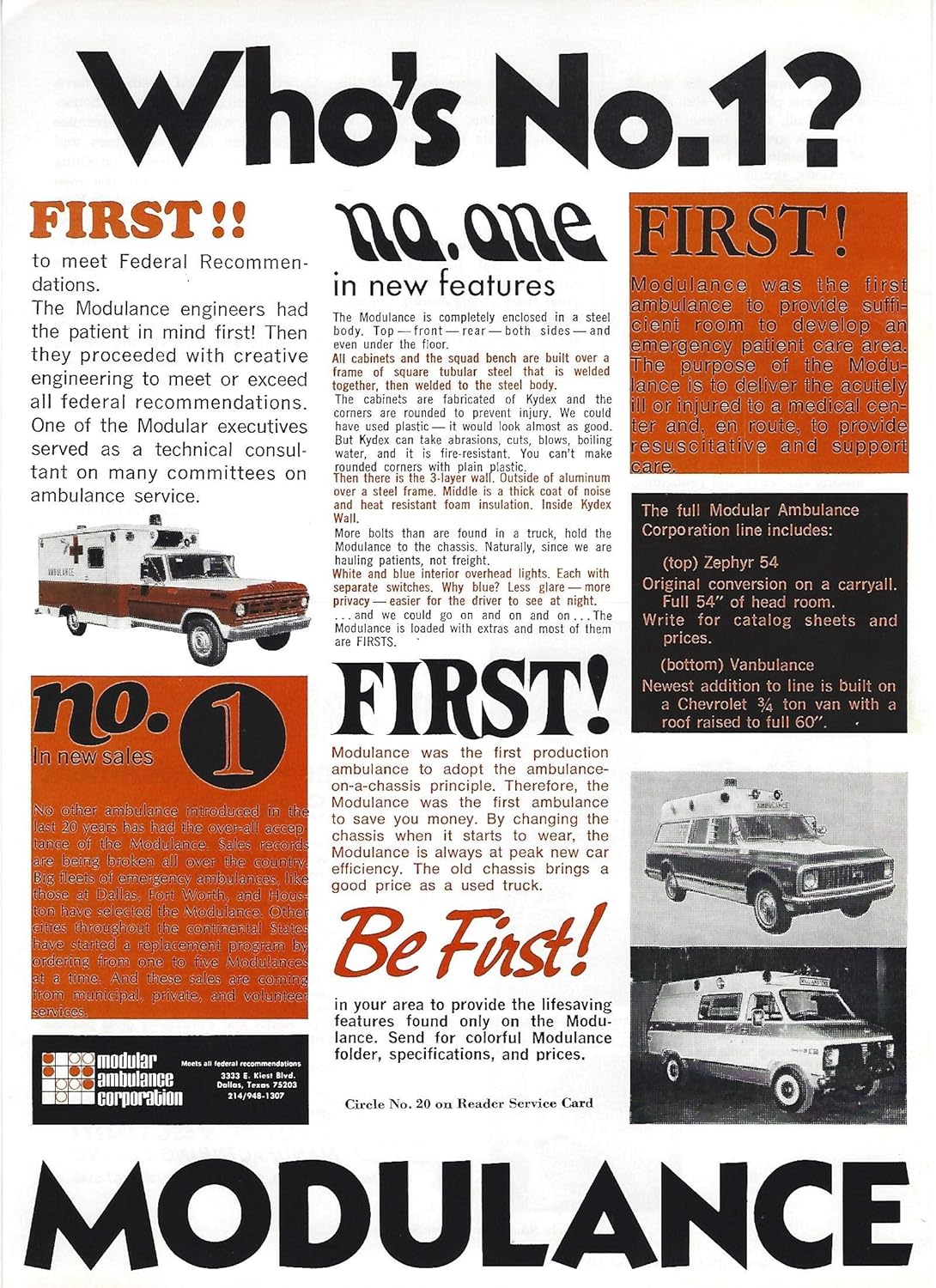 Amazon.com: 1972 Original Magazine Print Ad #1 MODULANCE EMS Ambulance ...