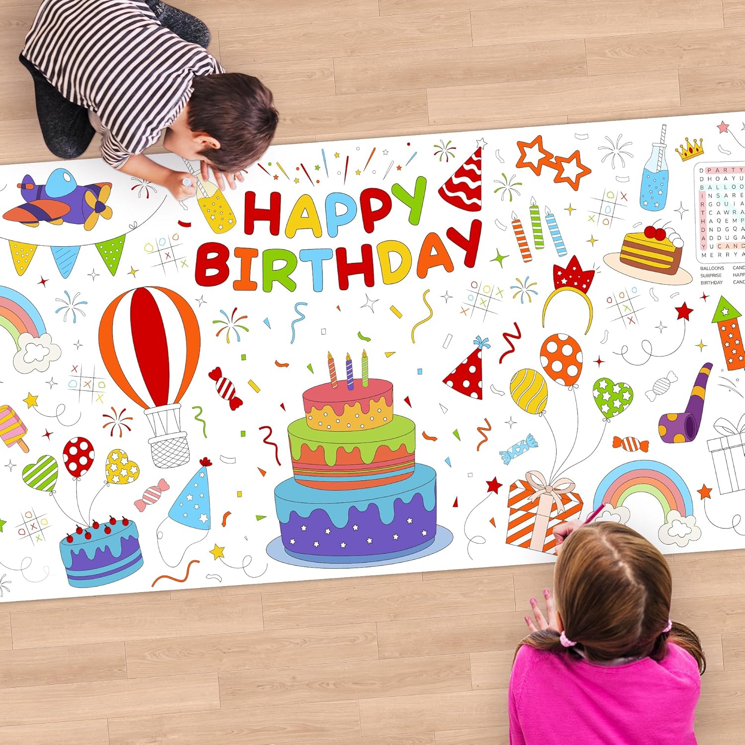 Amazon.com: Childom 1 Pack Birthday Coloring Tablecloth Disposable ...