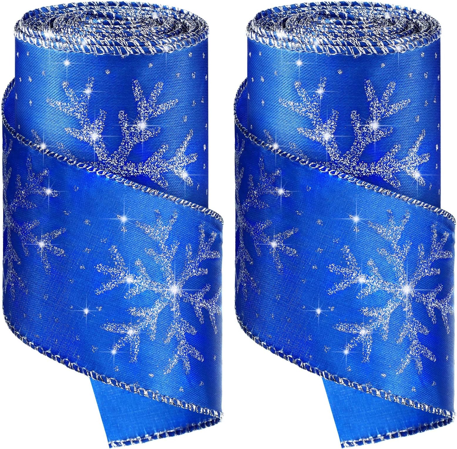 Amazon.com: Royal Blue Silver Wired Ribbon - 2 1/2" x 10 Yards, Sparkly ...