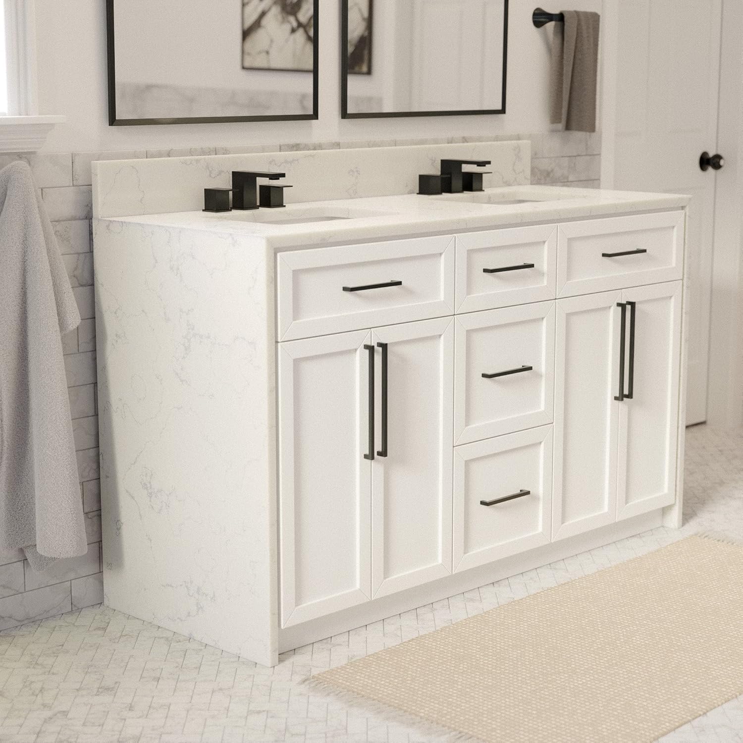 Amazon.com: Kitchen Bath Collection Palisade 60-inch Double Bathroom ...