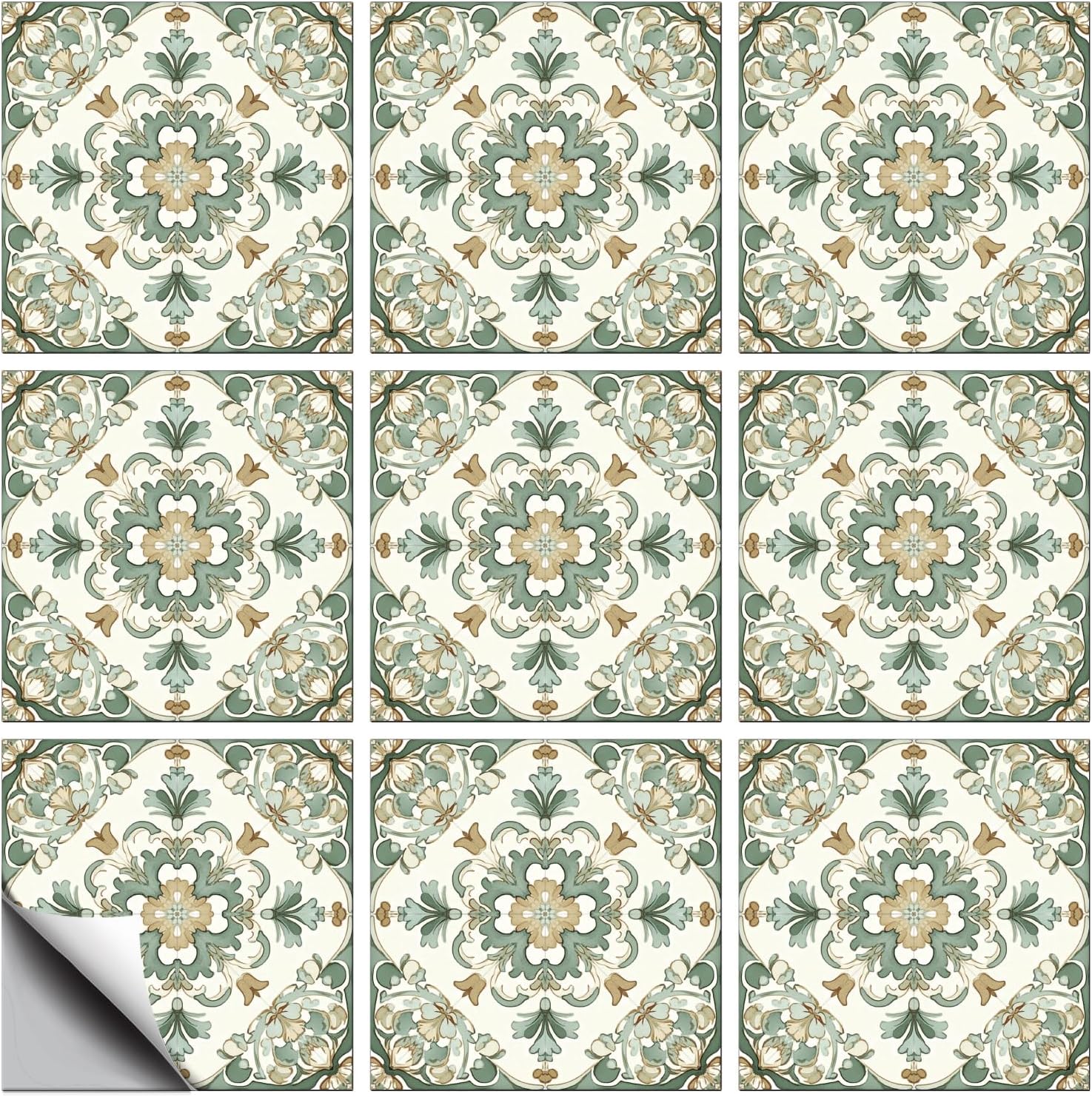 Amazon.com: CHGCRAFT 18 Pcs Green Complex Pattern Tile Sticker ...