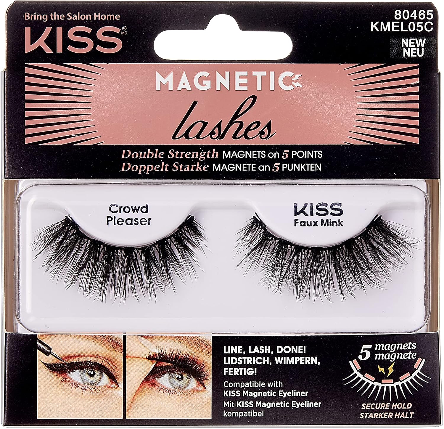 Kiss Lashes Faux Mink Magnetic Lashes - 05 Crowd Pleaser Black : Amazon ...
