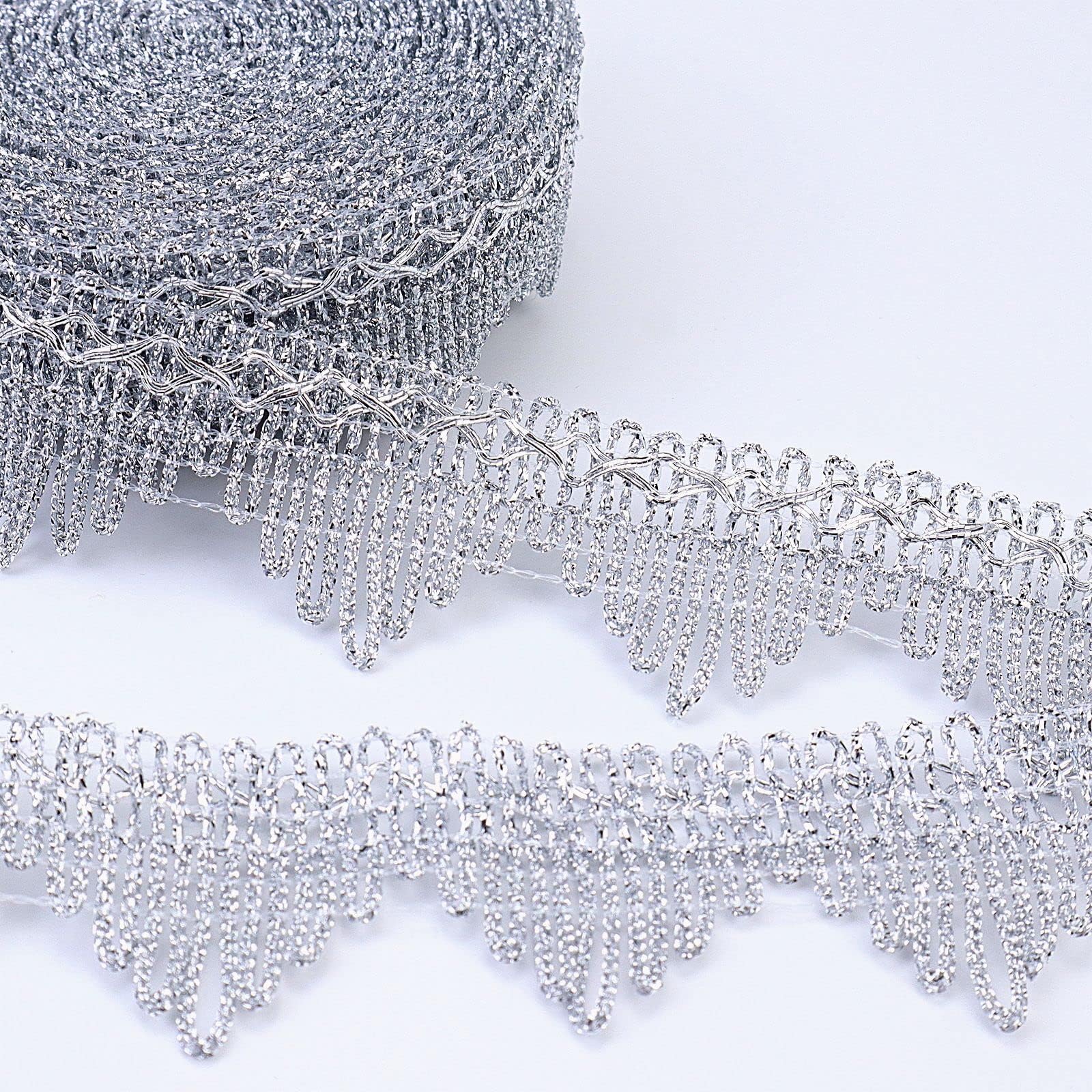 Amazon.com: levylisa 10 Yards Beaded Lace Trim Sequins Lace Mesh Trim ...