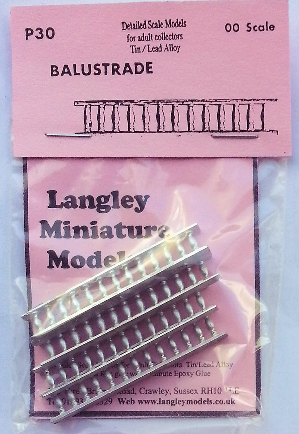 Langley Models 4 strips of Balustrade OO Scale UNPAINTED Metal Building ...