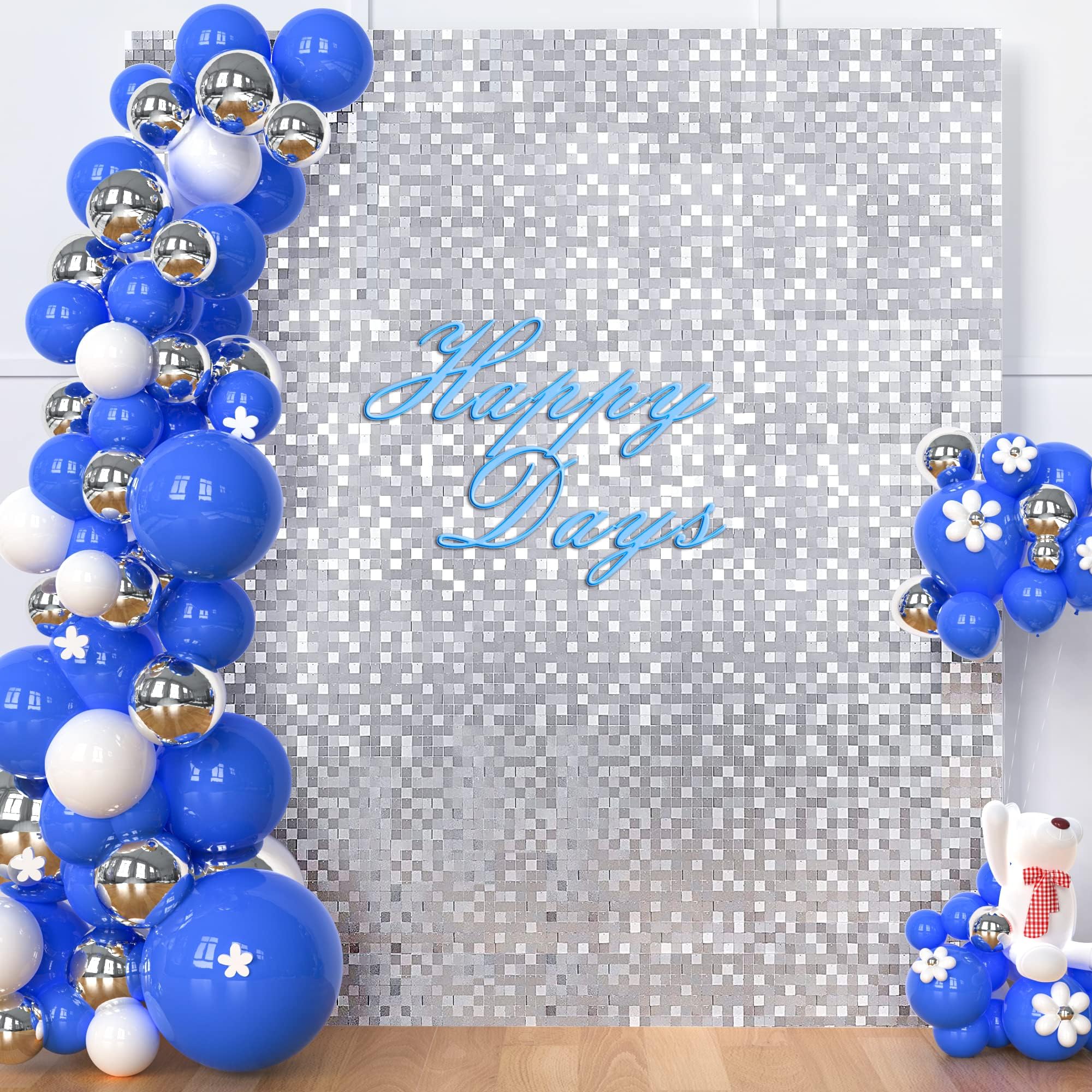 Amazon.com : Alltten 7x5ft Silver Backdrop Disco Backdrop Wedding ...