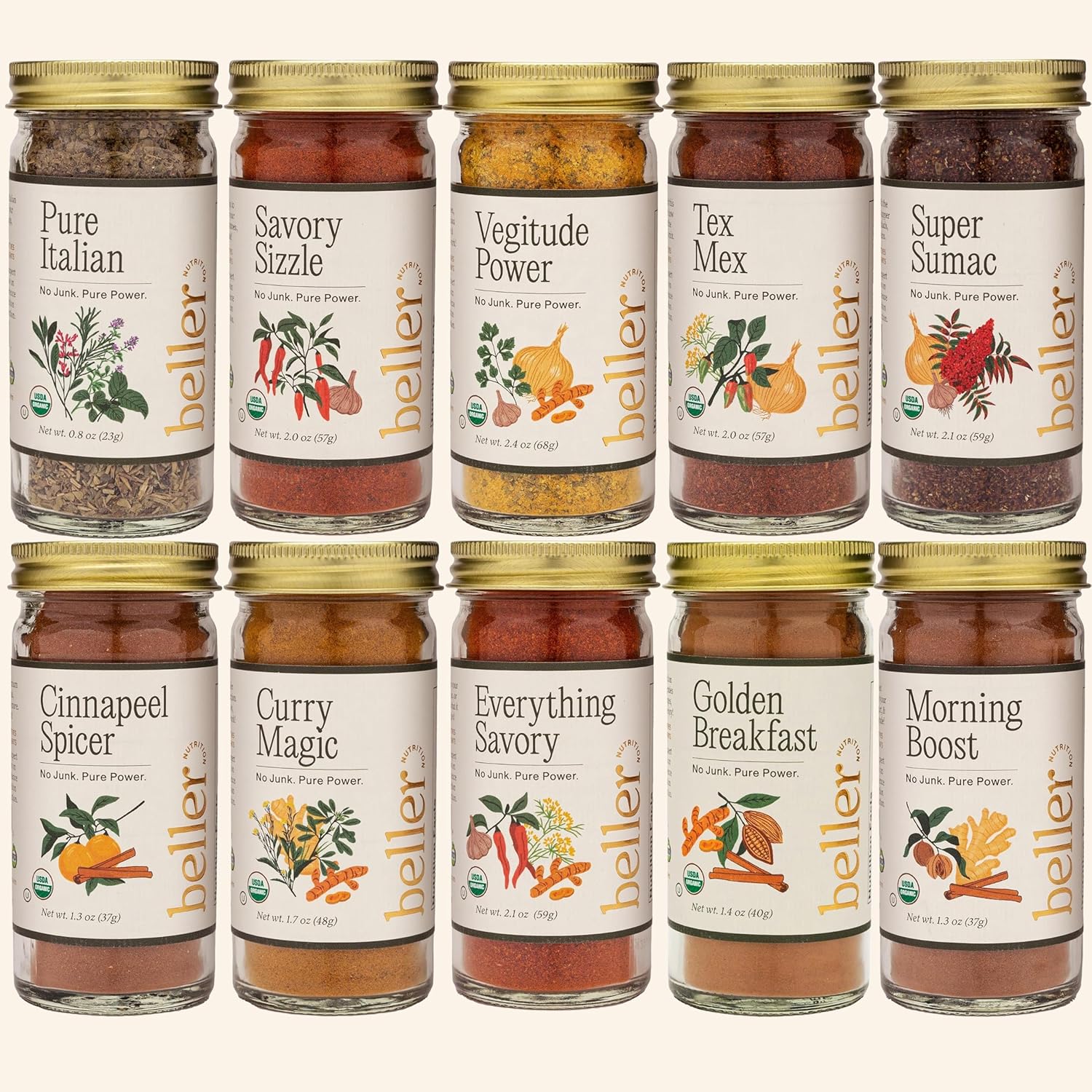 Amazon.com : Beller Nutrition Organic Spice Blend Collection | 10-Pack ...