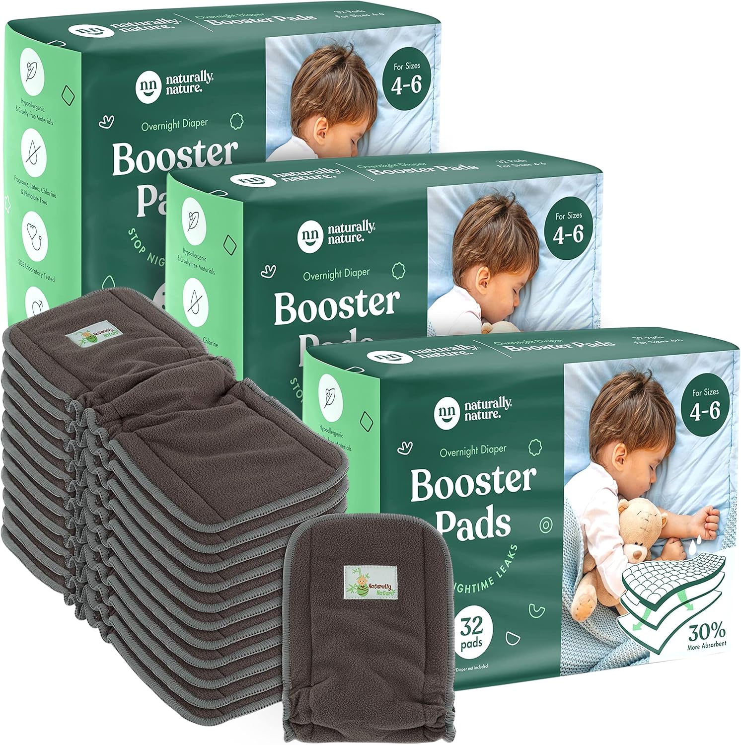 Amazon.com: Naturally Nature Overnight Diaper Doubler Booster Pads and ...