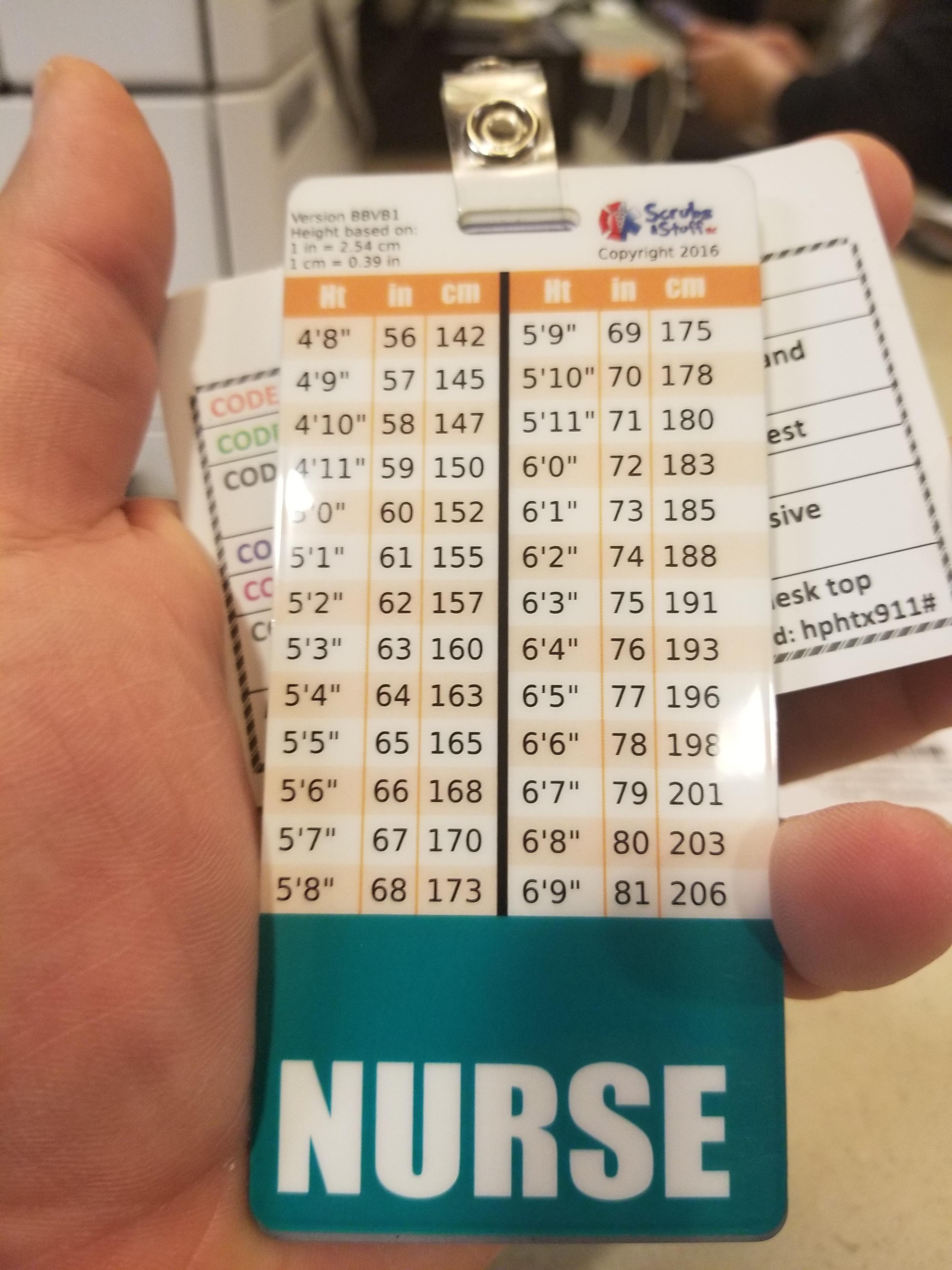 Amazon.com : Nurse Badge Buddy Vertical w/Height & Weight Conversion ...