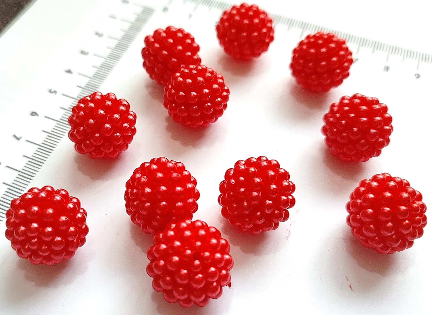 Get-Set-Go! 50 PCS - 20MM Big Size - RED Color Dotted Pearl/Fruit Ball ...
