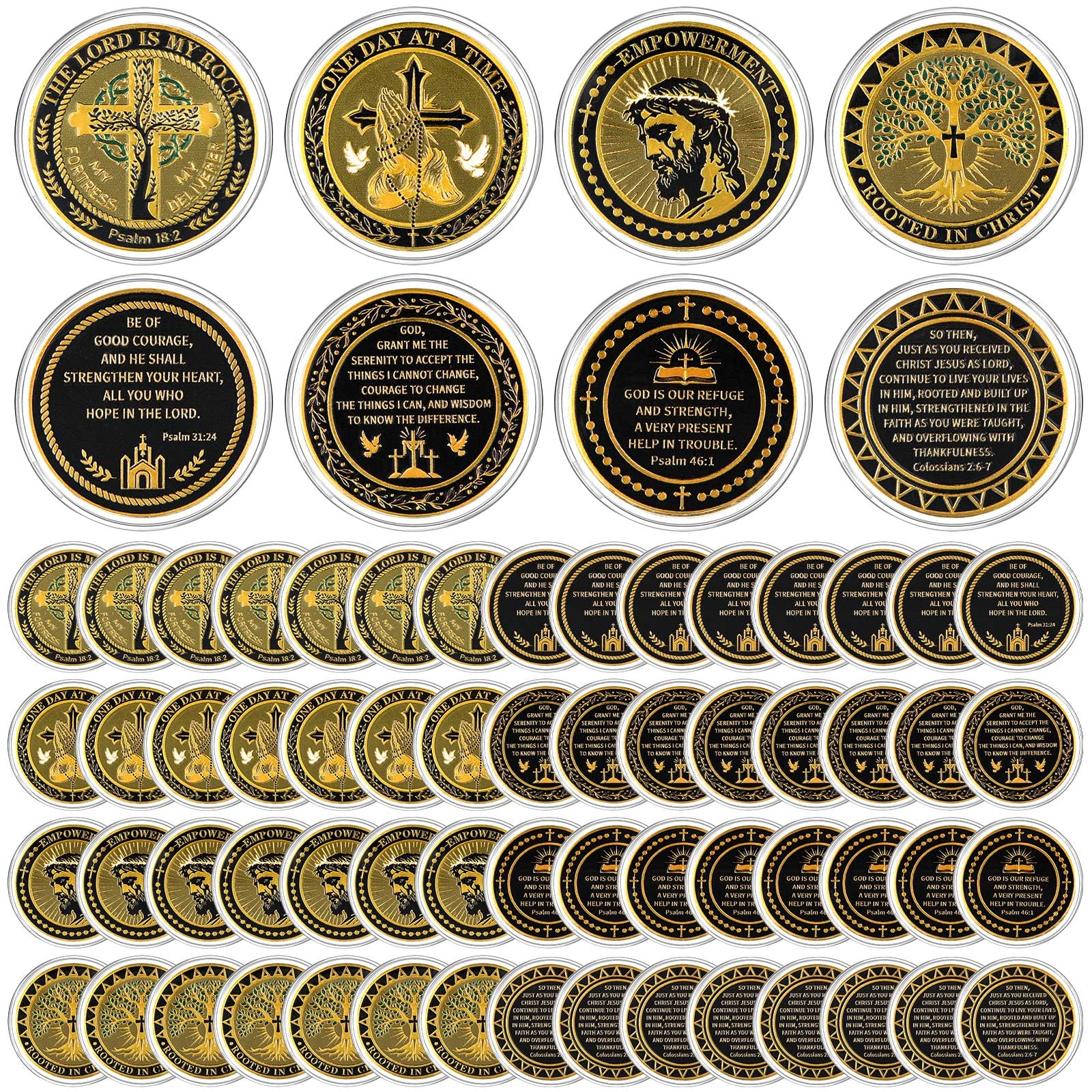 Amazon.com : 60 Pcs Christian Challenge Coin Rooted in Christ The Lord ...