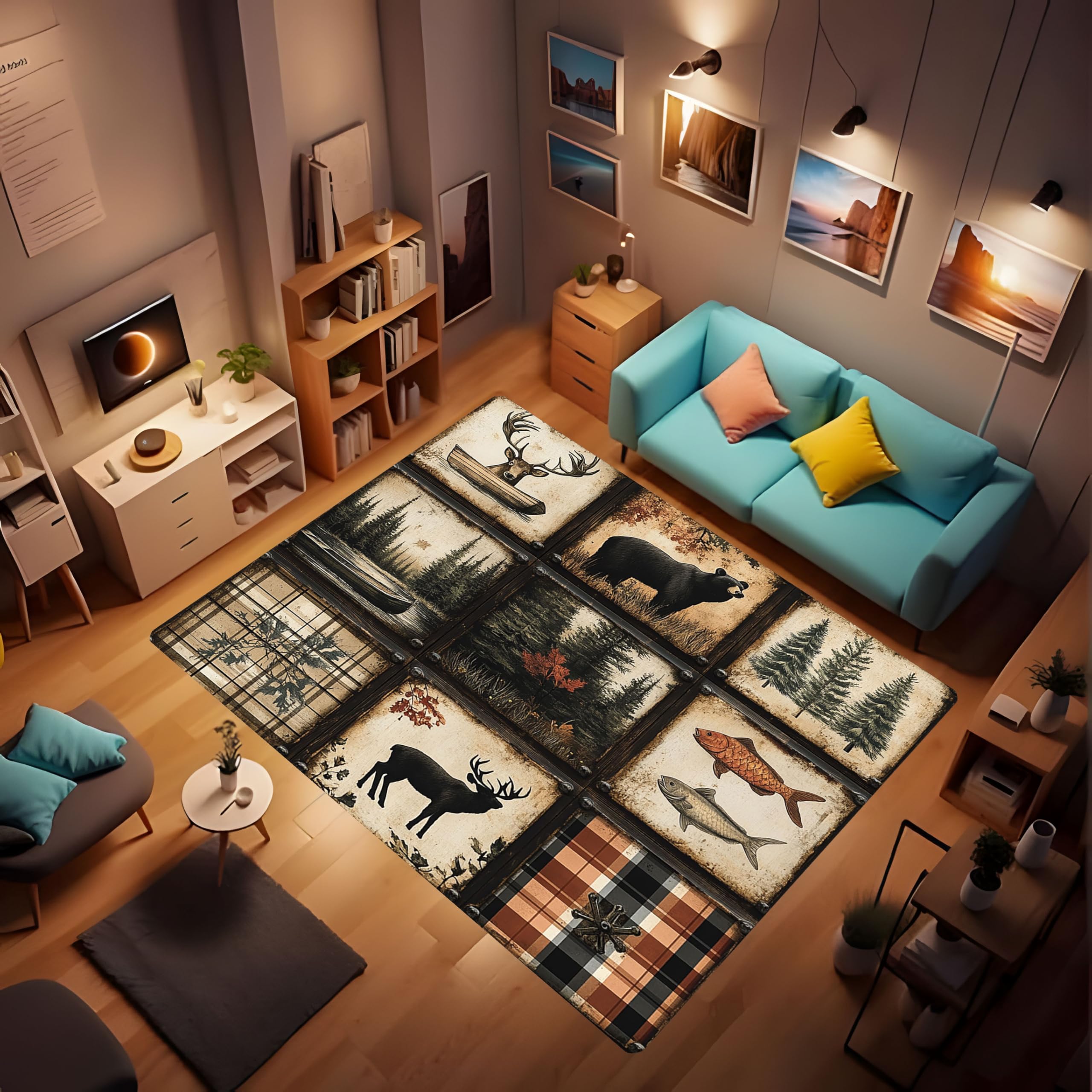 Amazon.com: SOFERI Vintage Outdoor Wilderness Hunting Theme Farmhouse ...