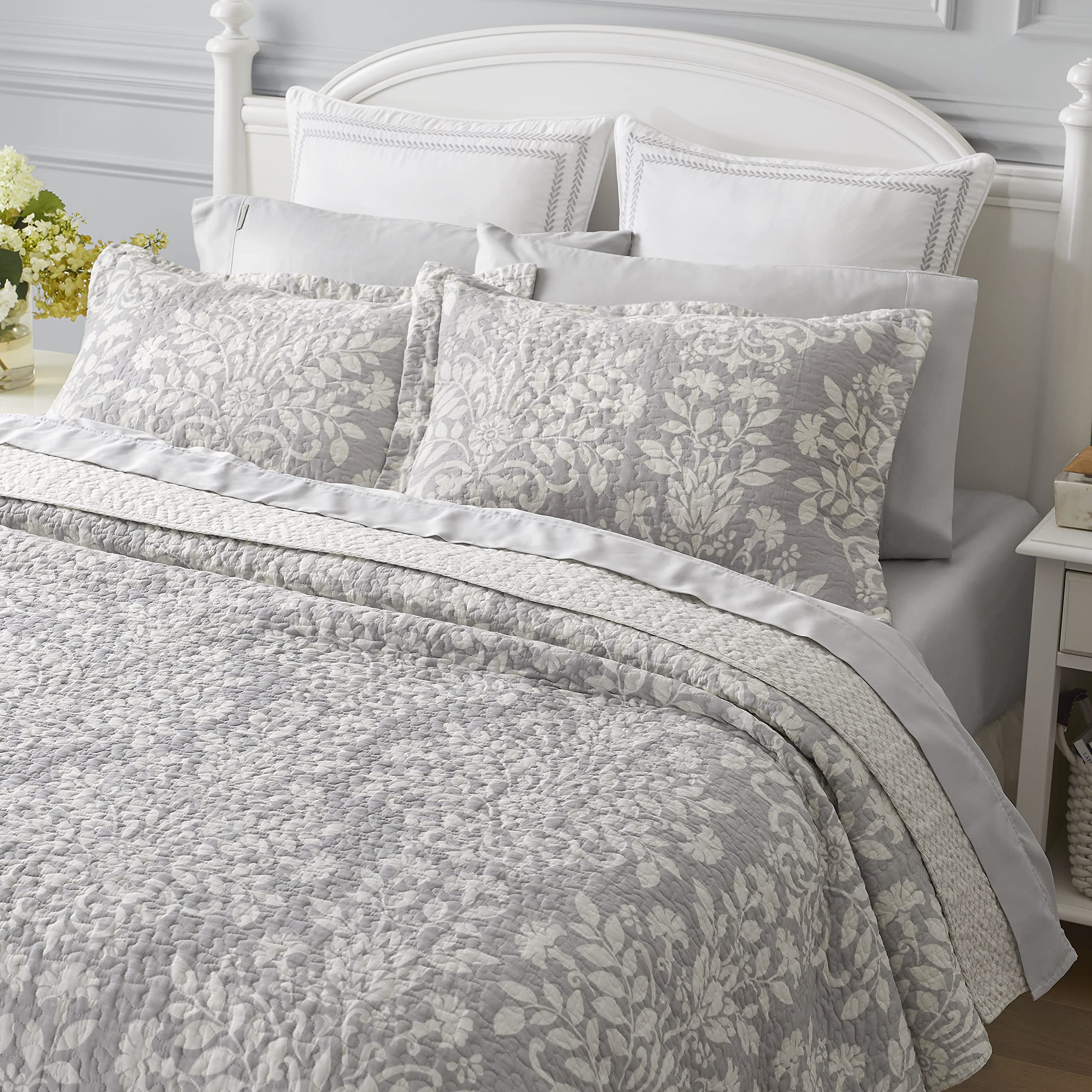 Laura Ashley Rowland Quilt Set Full/Queen Sage at Evelyn Lawson blog