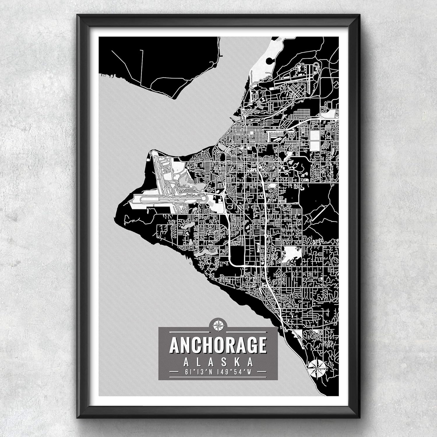 Amazon.com: Anchorage Alaska Map with Coordinates, Anchorage Map, Map ...