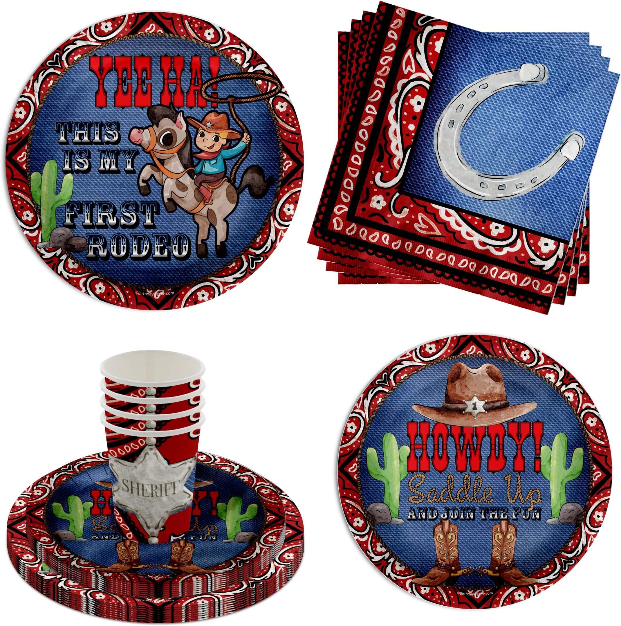 Amazon.com: Cowboy Western Birthday Party Supplies - Baby Boys 1st ...