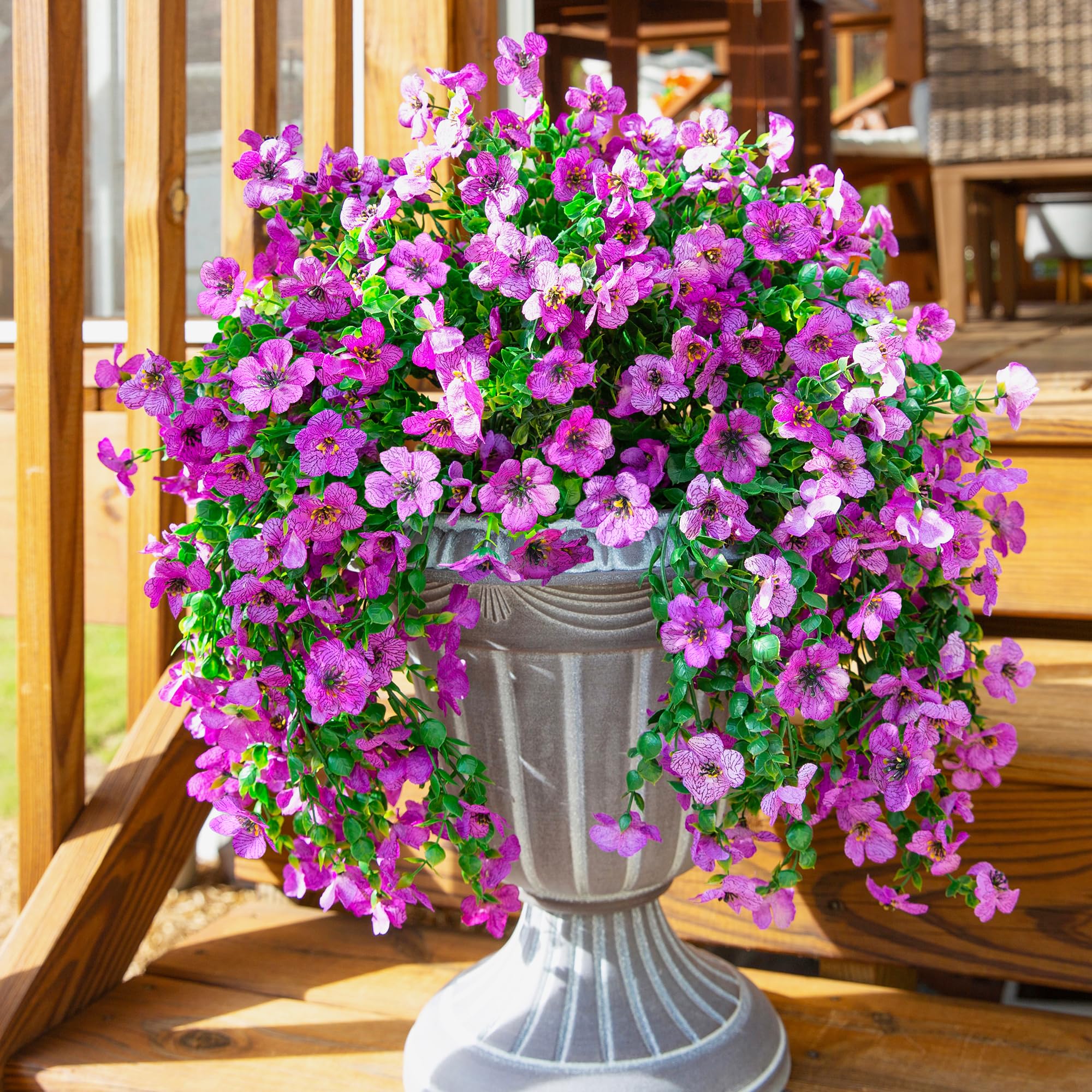 Amazon.com: Artificial Faux Hanging Flowers Plants for Outdoor Decor, 2 ...