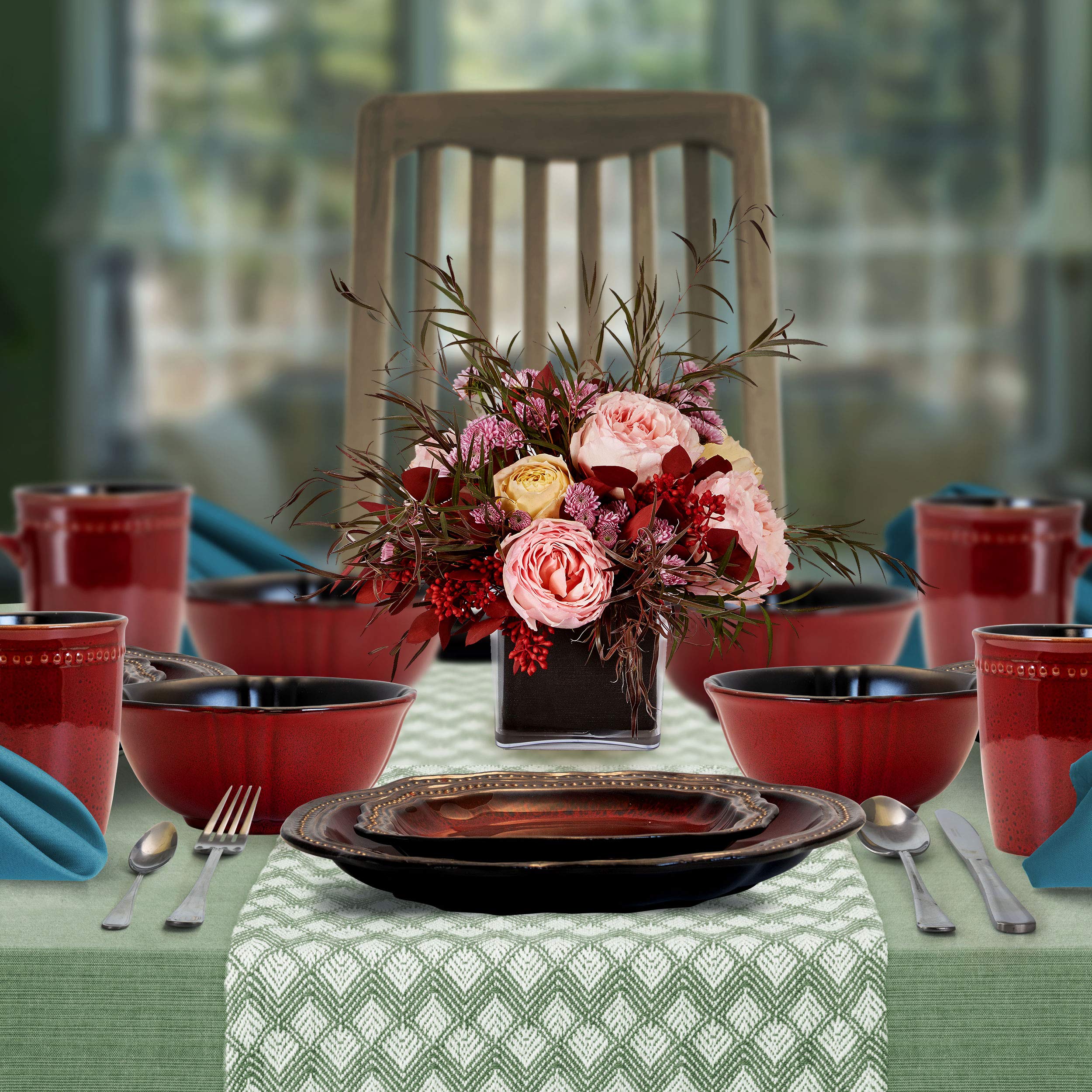 Snapklik.com : Regency 16 Piece Stoneware Dinnerware Set In Red