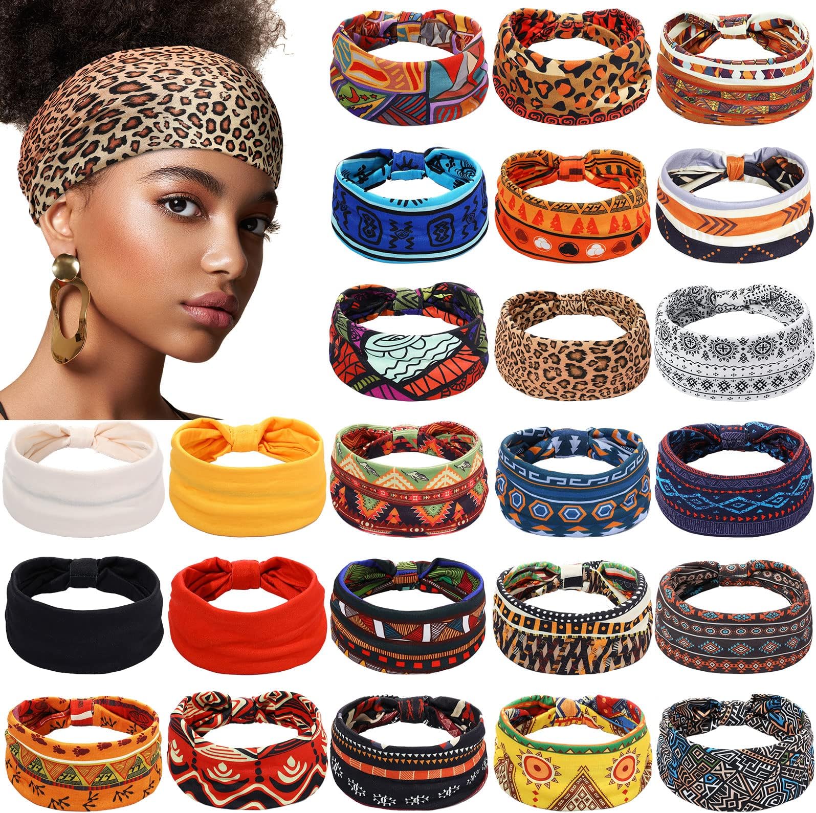 Amazon.com : 9 Pieces African Headbands Boho Print Headband Turban ...