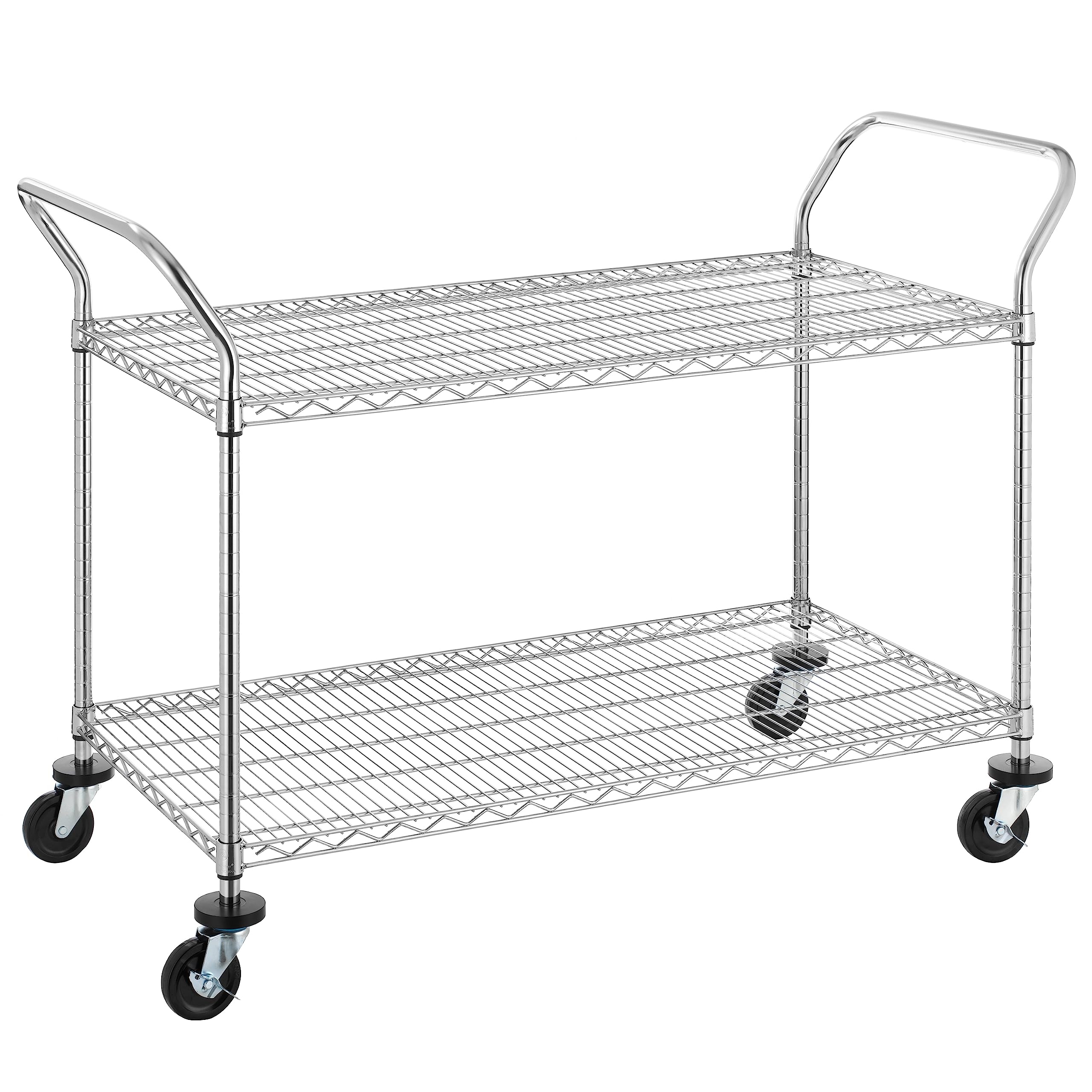Finnhomy 2-Tier Commercial Grade Rolling Cart, Heavy Duty Utility Cart ...