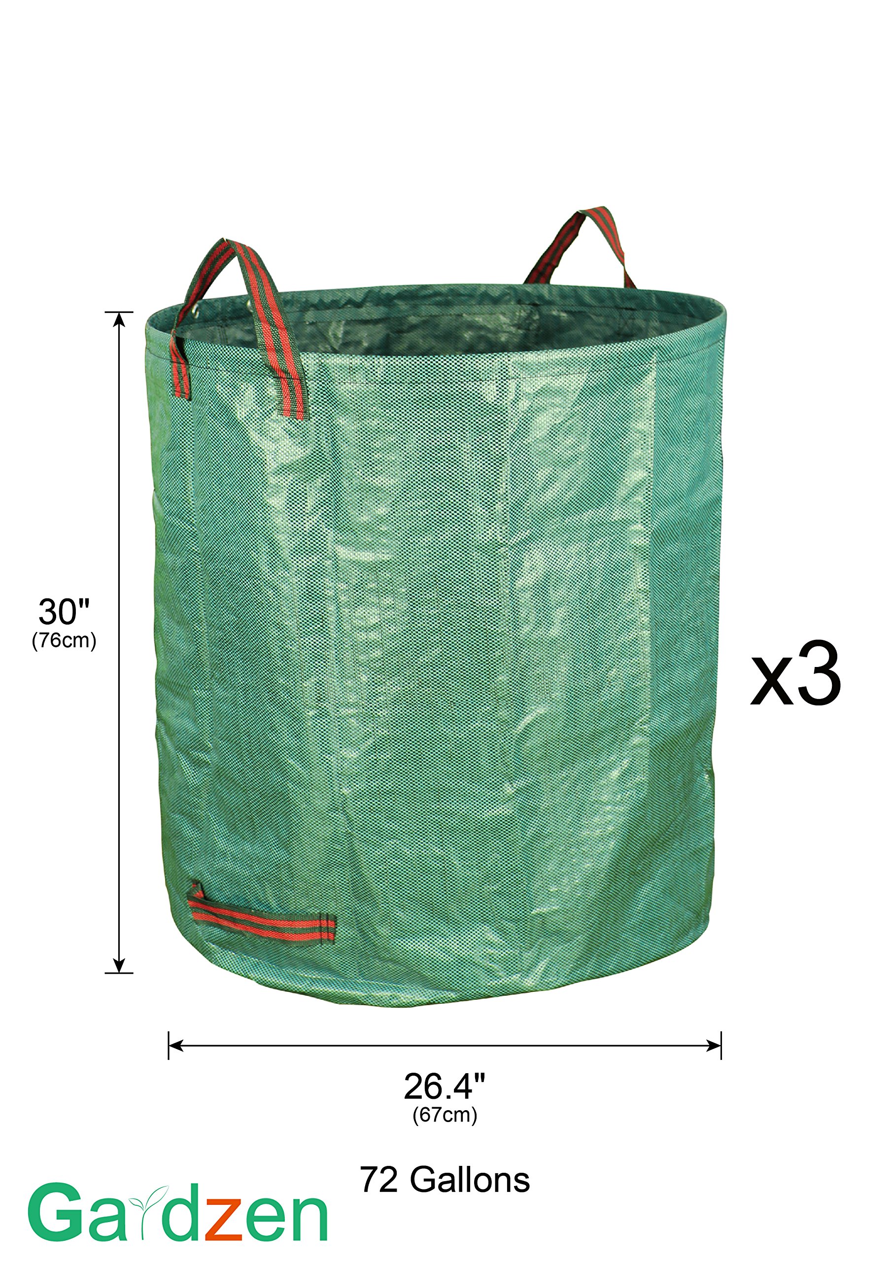 Snapklik.com : Gardzen 6-Pack 72 Gallon Yard Waste Bags, Reusable Heavy ...