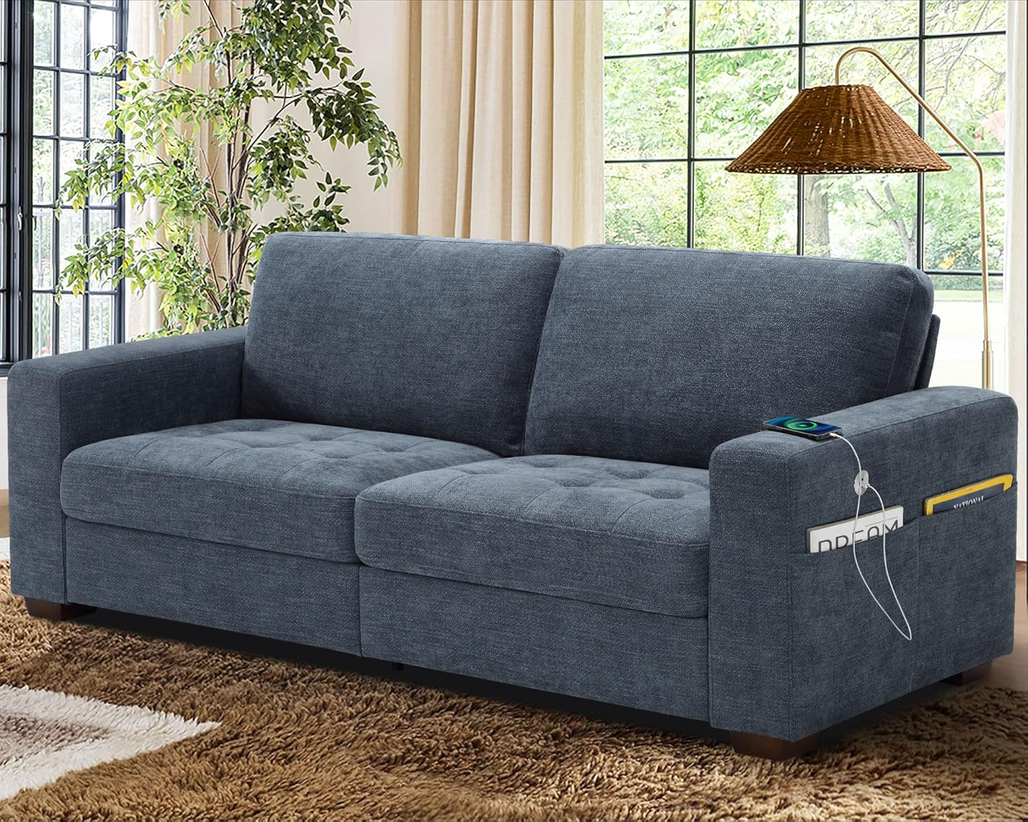 Amazon.com: WorthFurni 89 Inch Sofa Couch, Modern 3 Seater Couch with ...