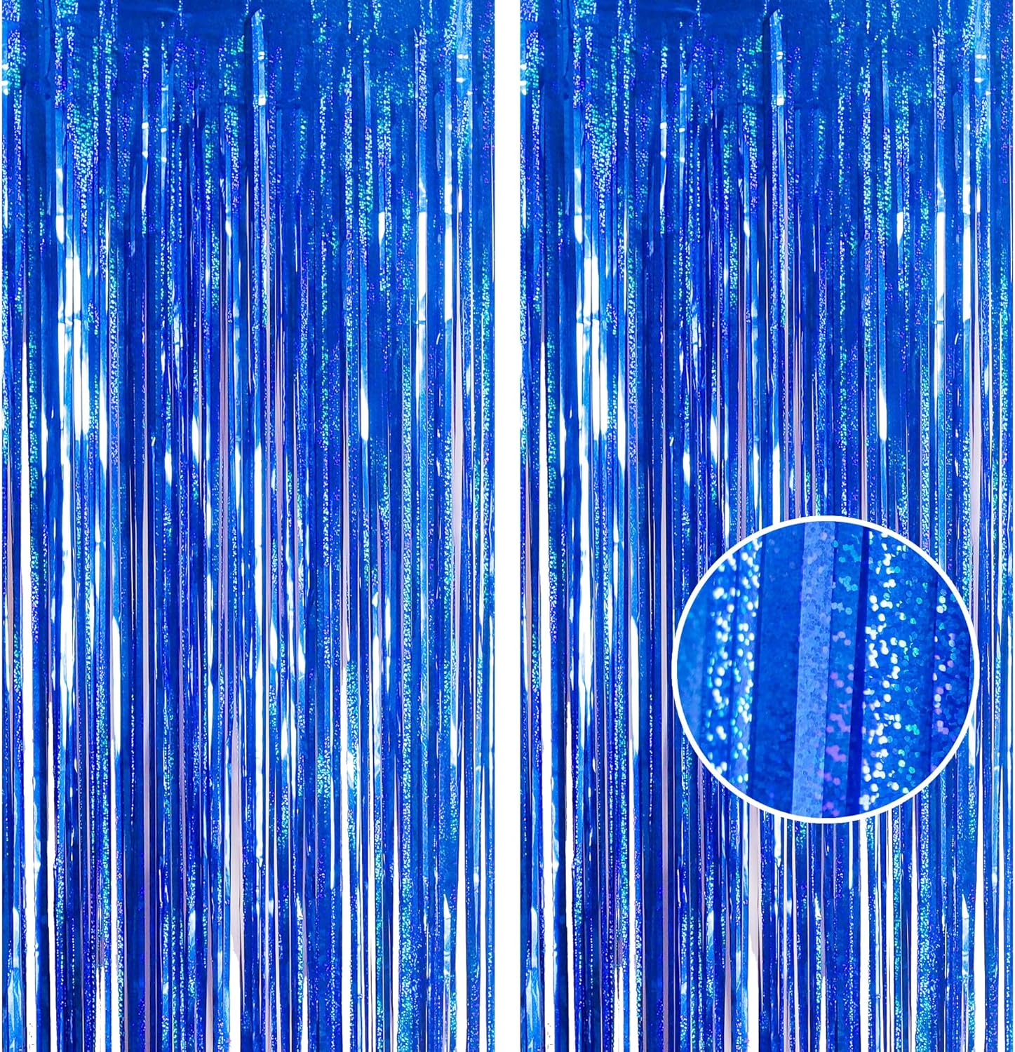 2pcs 3.2 x 8.3ft Glitter Blue Tinsel Curtain Foil Fringe Curtain ...