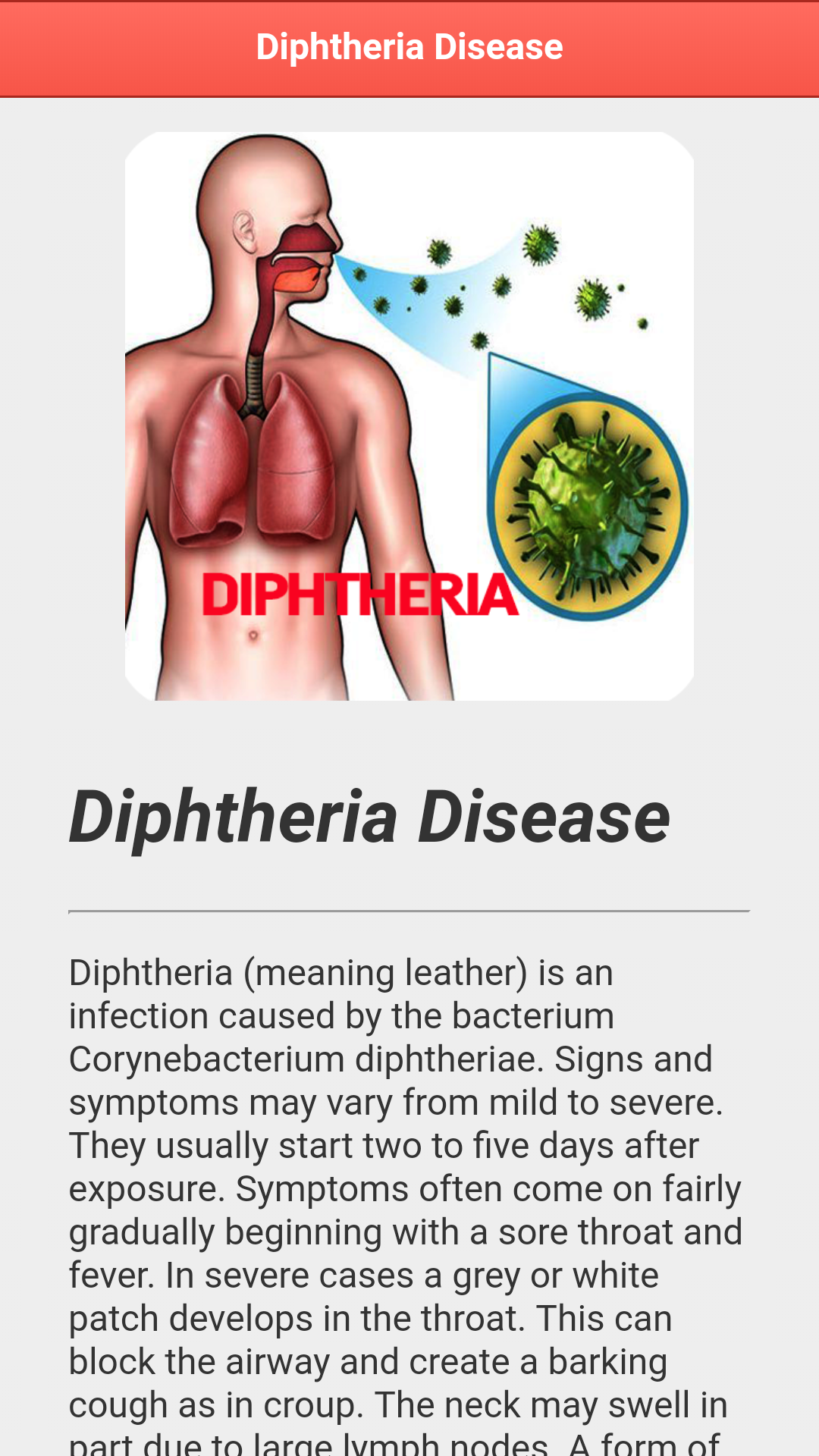 Aplicación Diphtheria Disease en Amazon Appstore