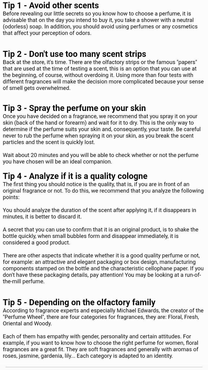 Tips for choosing the right perfume - App on Amazon Appstore