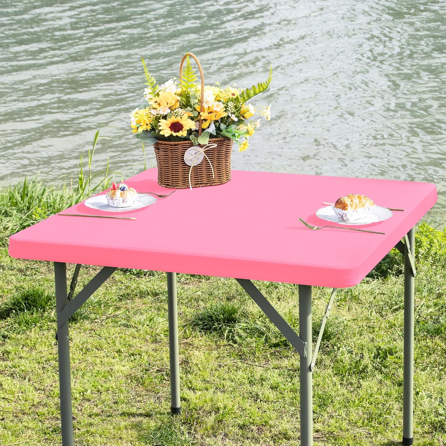Nacuci Square Fitted Table Cover Elastic Tablecloth Stretch Spandex ...