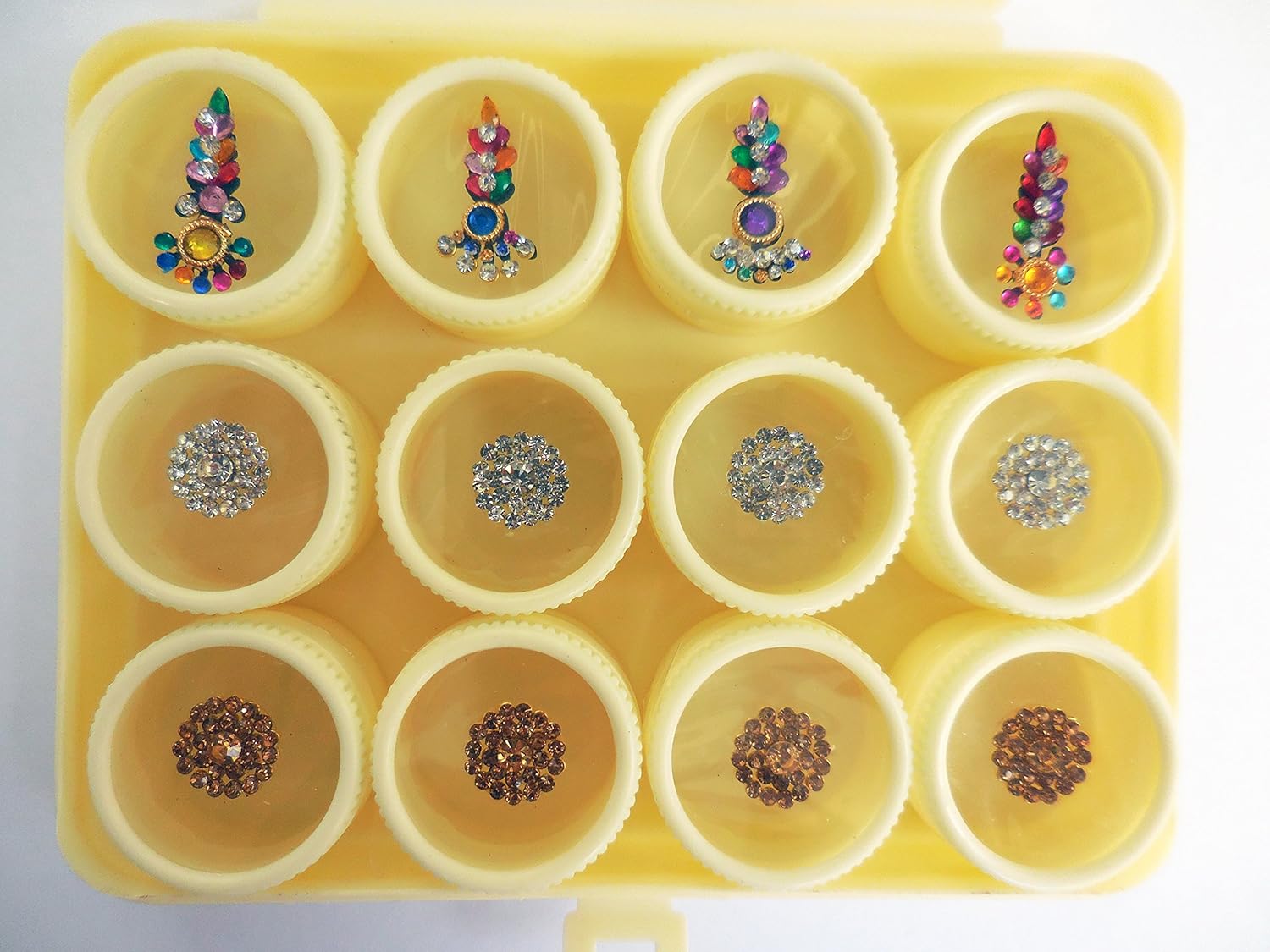 Amazon.com : 12 Combo Bindi Box Crystal Bindis Bridal face Jewels ...