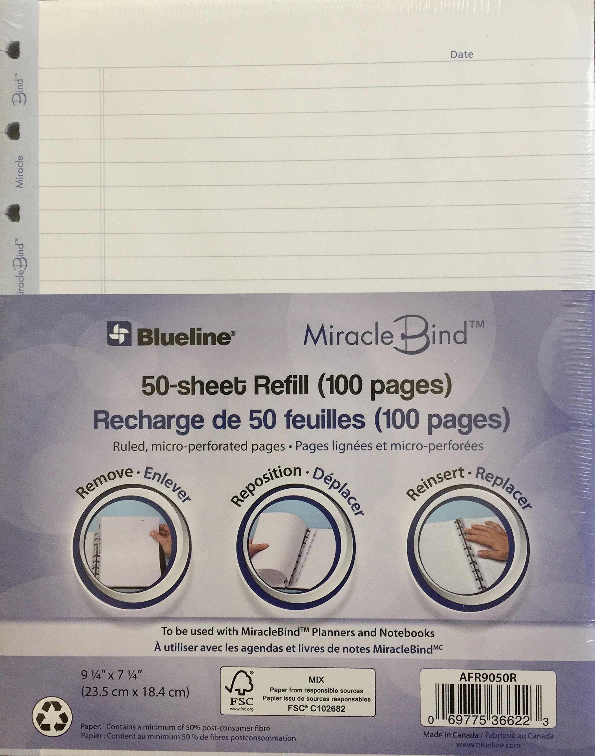 Amazon.com : Blueline MiracleBind Notebook Ruled Paper Refill Sheet ...