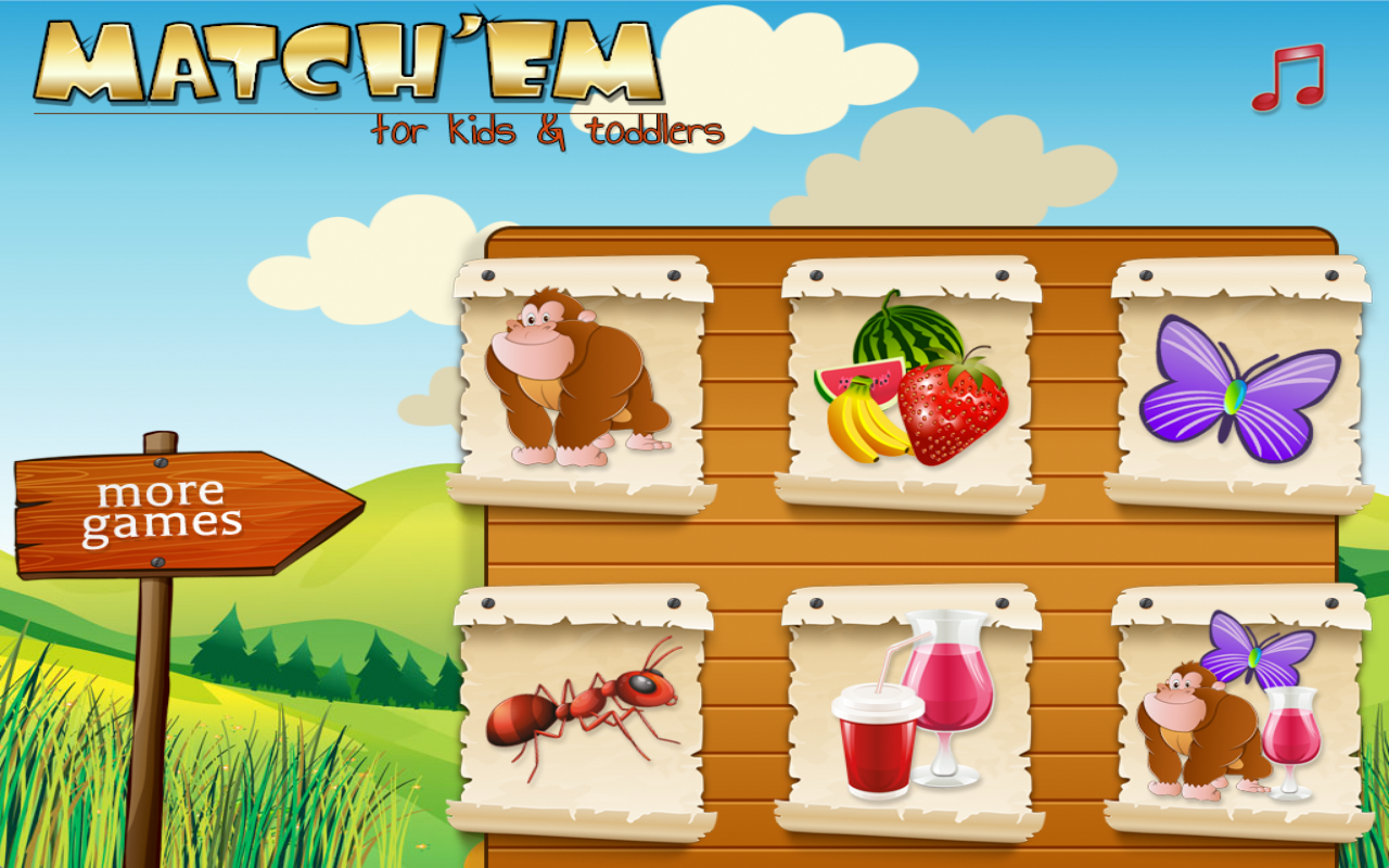 Match'em for kids and toddlers - Match the Shapes - Animals, Fruits ...
