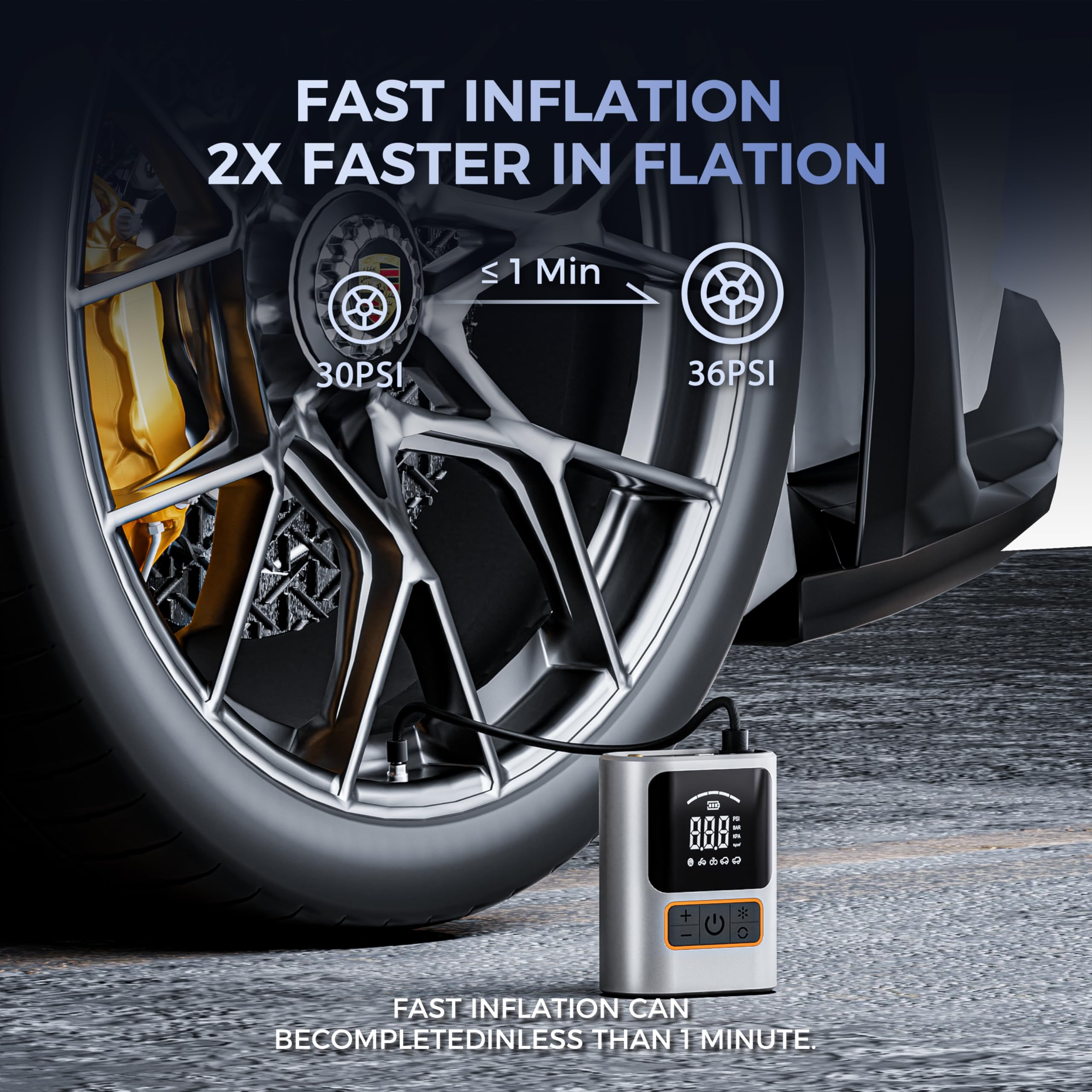 Snapklik.com : Tire Inflator Portable Air Compressor, 150 PSI Max, 19 ...