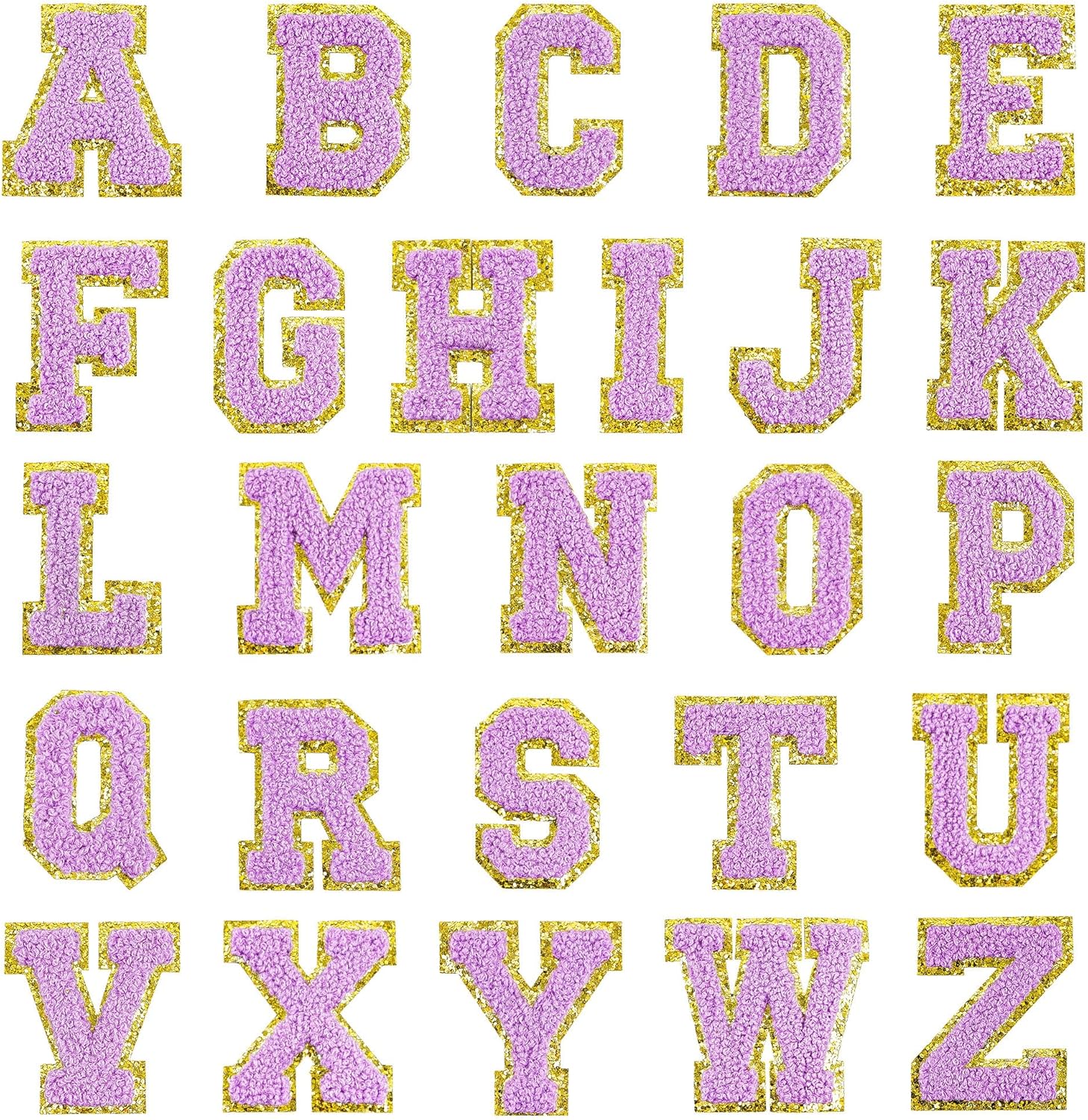 Amazon.com: Ssyuysto 26PCS Chenille Letter Iron On Patches Gold Glitter ...