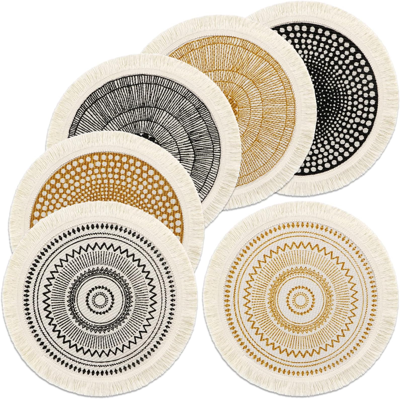 Amazon.com: Woven Trivet Placemats Table Mats: Humbson 6Pcs Round ...