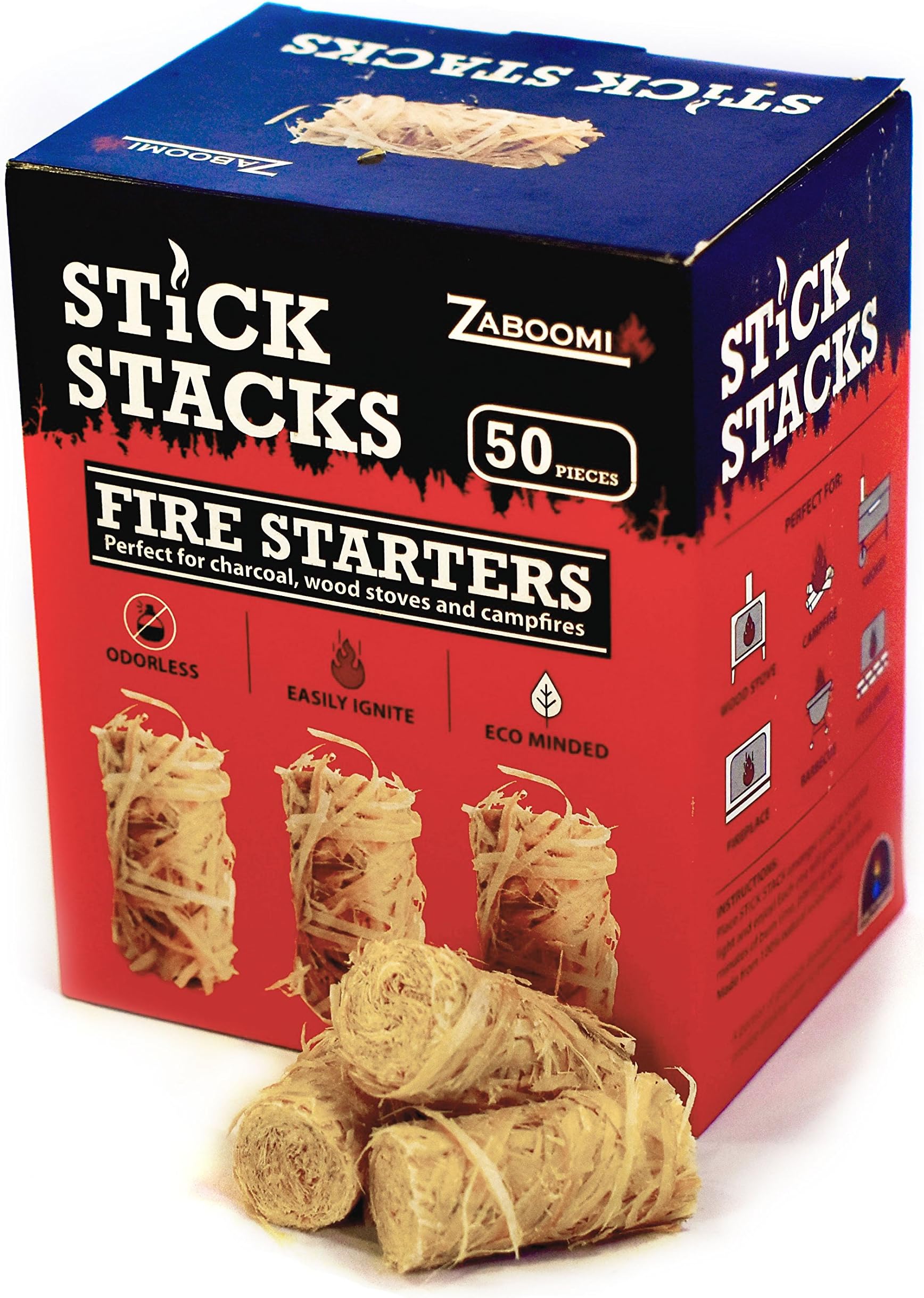 Amazon.com : Fire and Charcoal Starters (50 Pieces) Perfect for ...
