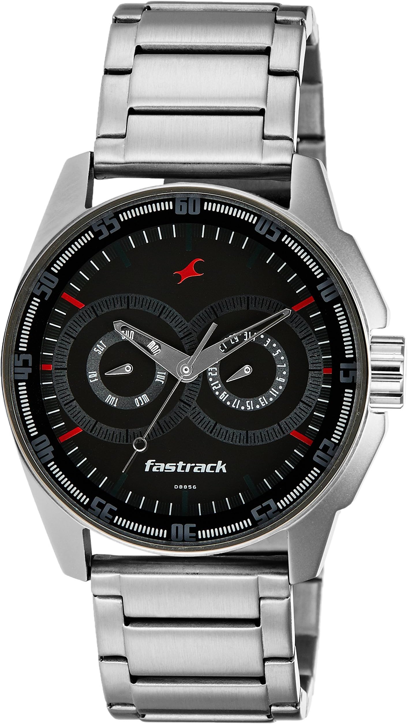 Fastrack Black Magic Quartz Analog Black Dial Stainless Steel Strap ...