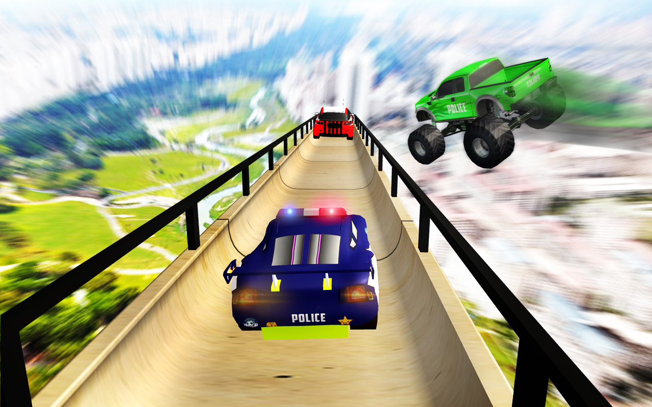 US Police McQueen Car Mega Ramp Racing Stunts : Cop Driving 2:Amazon.co ...