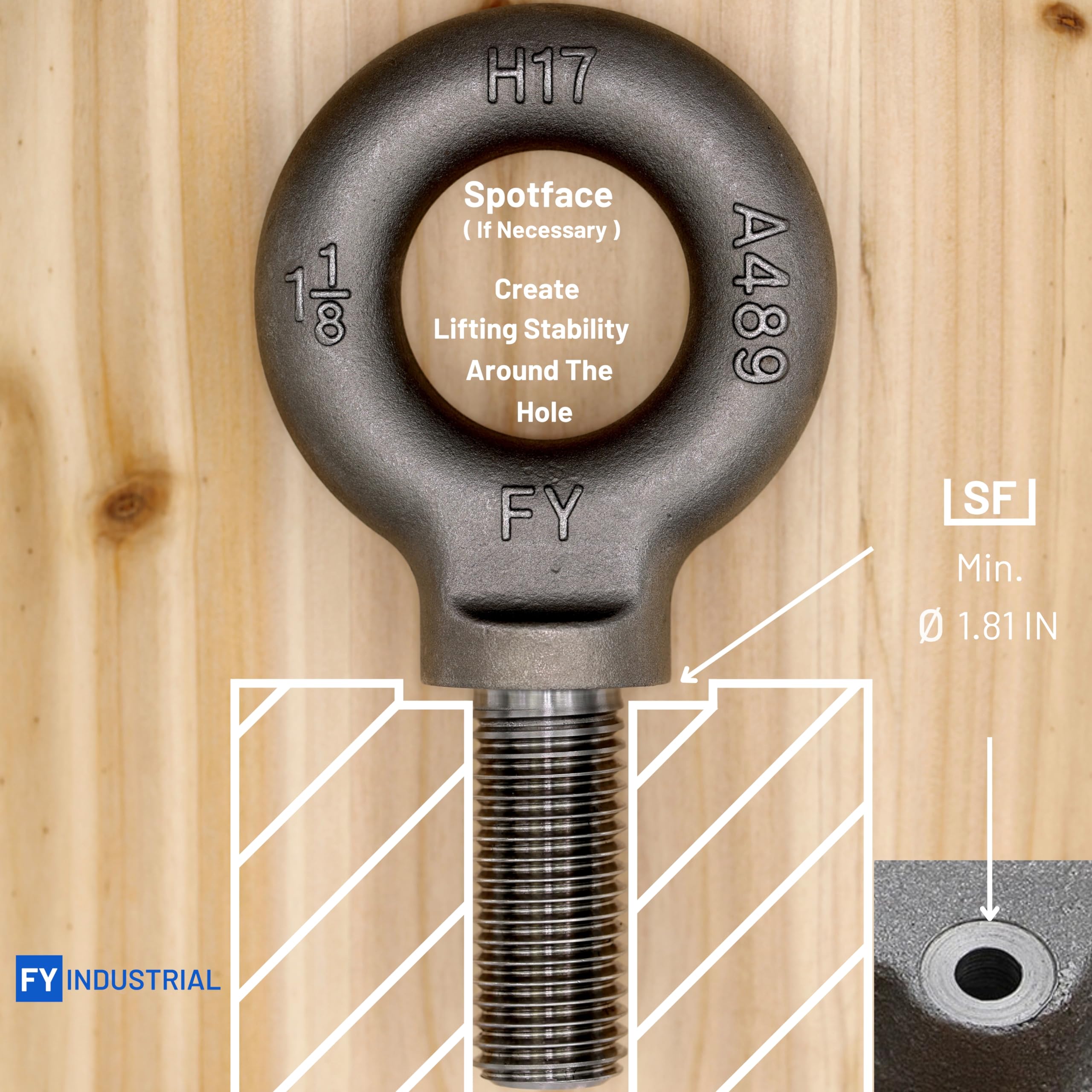 Snapklik.com : Lifting Shoulder Eye Bolt 1-1/8"-7 X 2-3/4"