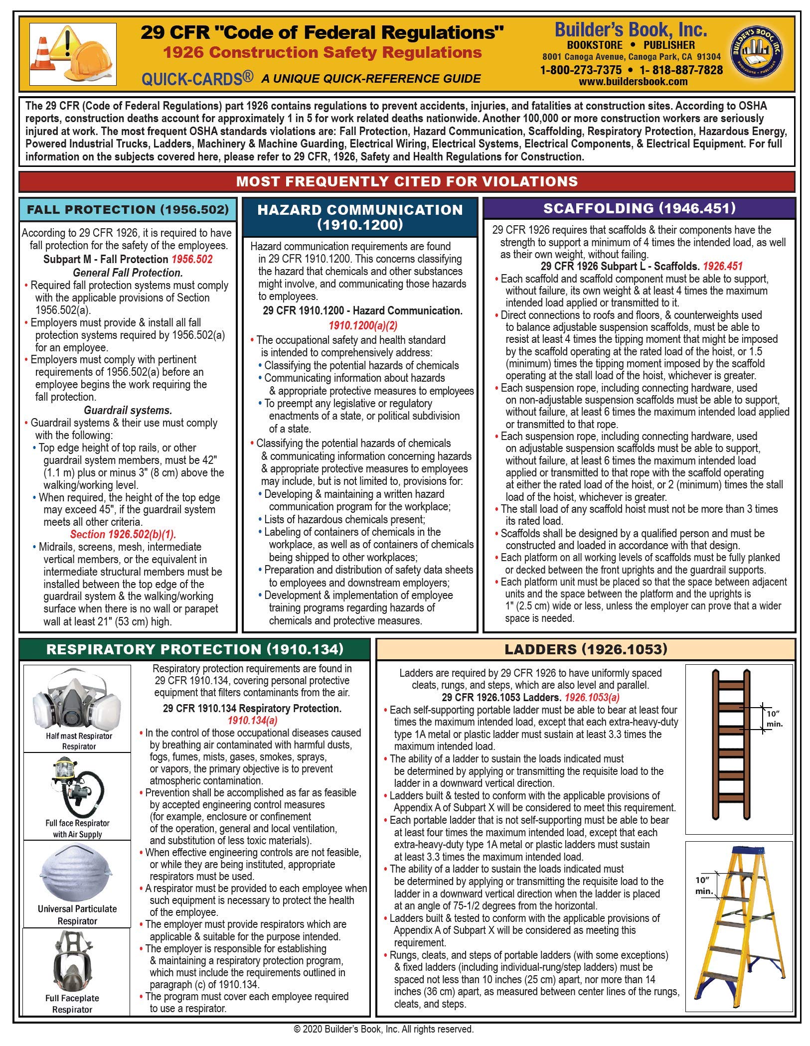 29 CFR "Code of Federal Regulations" Quick-Card: Builders Book, Inc ...