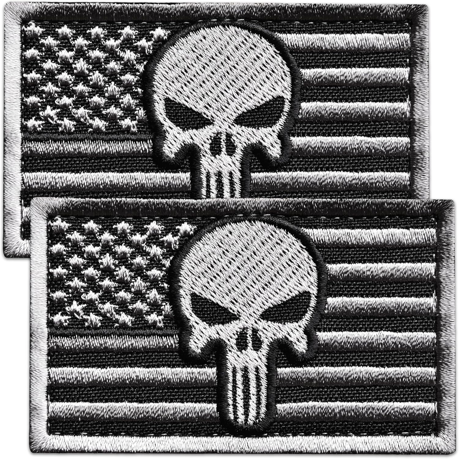 Amazon.com: Bluyellow 2Pcs American Flag Patch with Skull, Embroidered ...