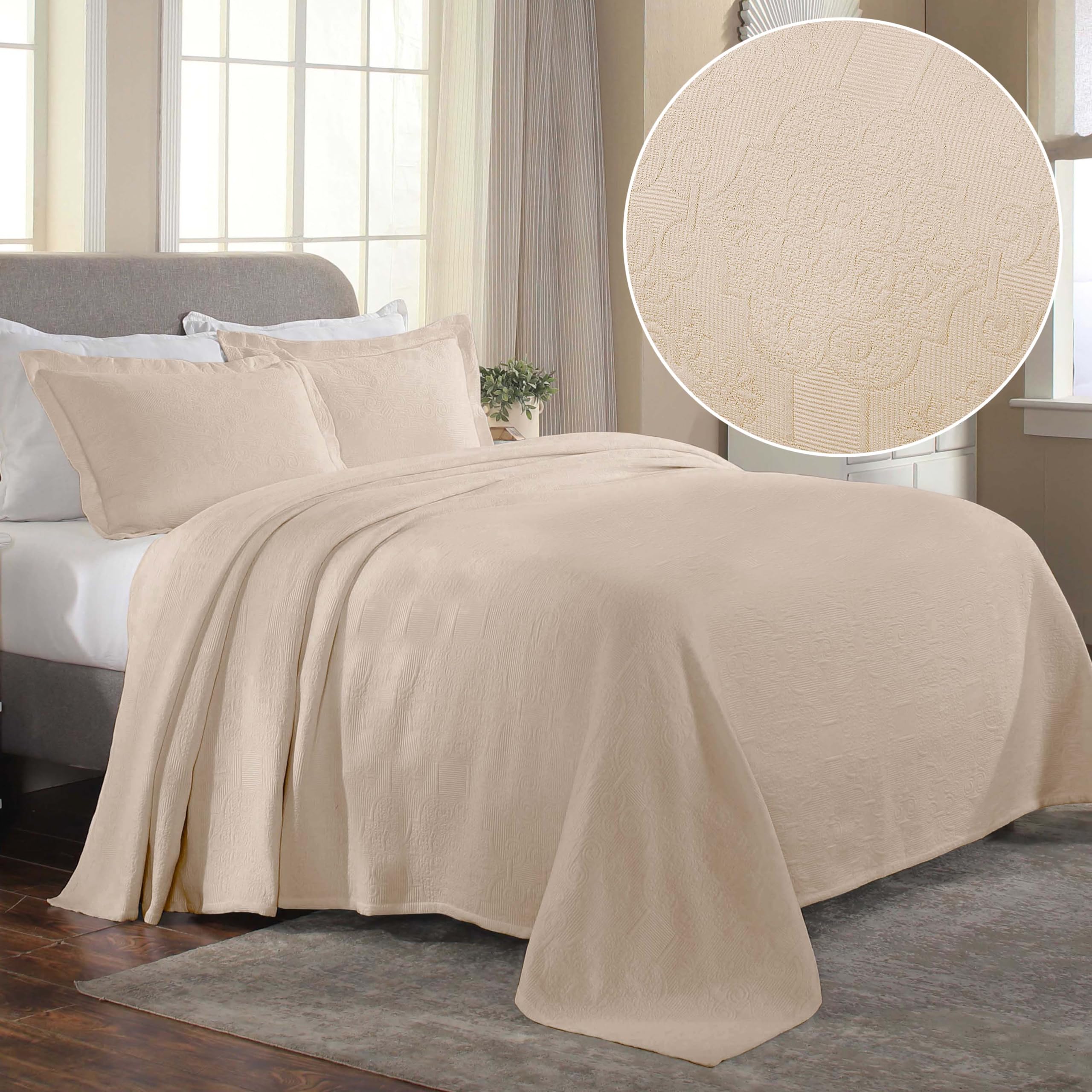 Amazon.com: Superior Cotton 3-Piece Bedspread Set, Oversized Bedspread ...