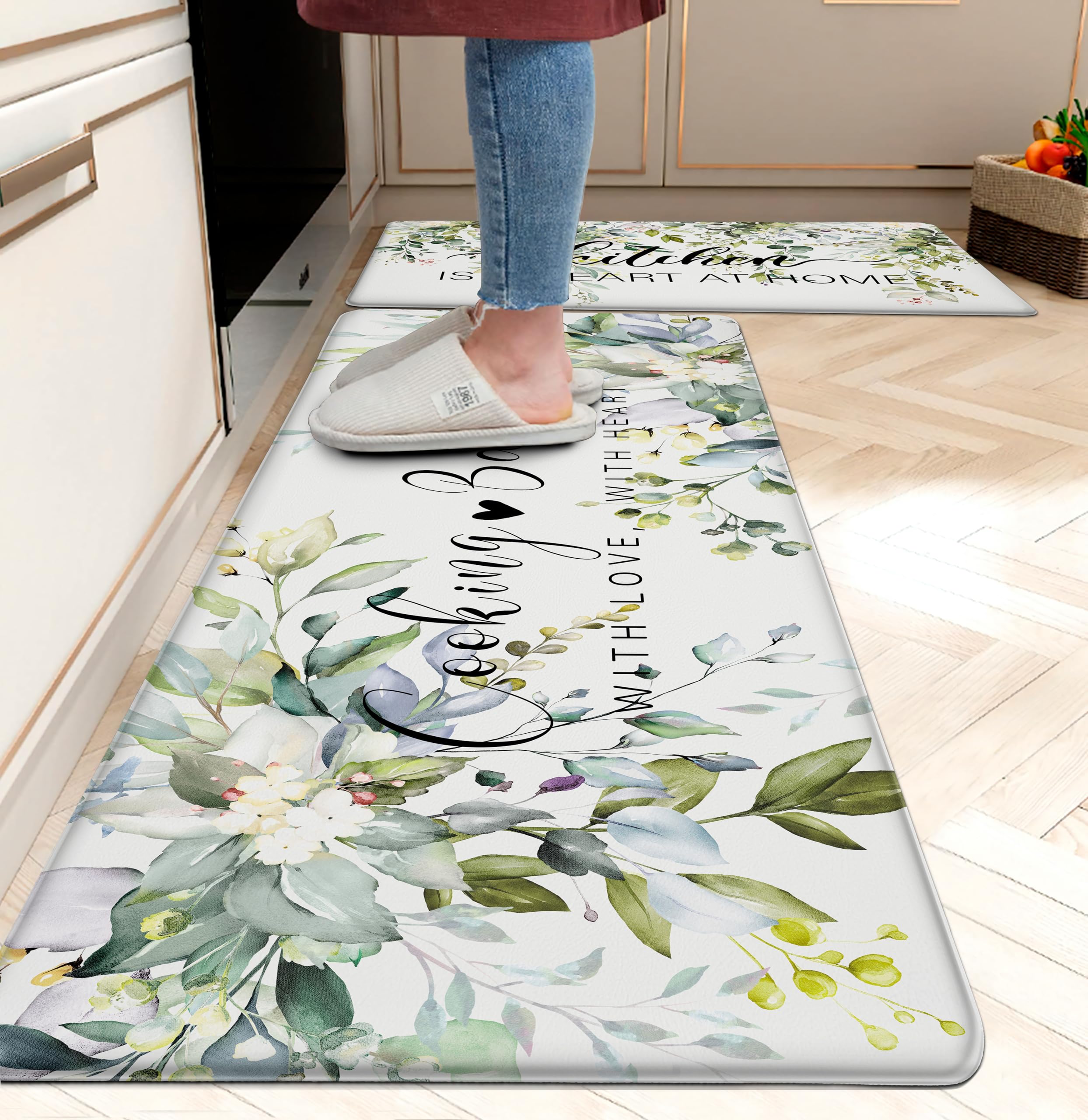 Amazon.com: weesire Green Kitchen Rug Anti Fatigue Mats for Kitchen ...