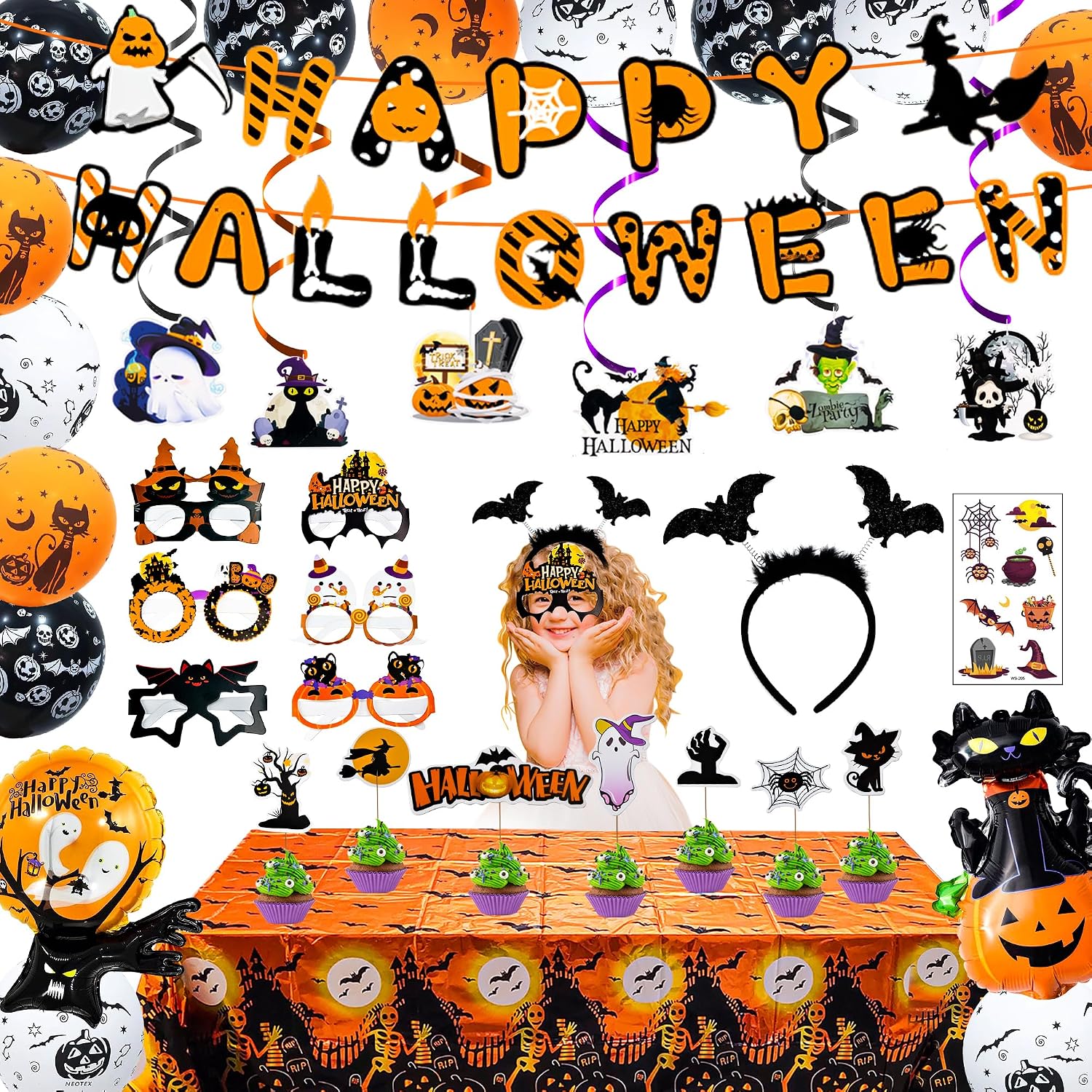 Abitoncc Halloween Party Decorations Happy Halloween Banner, Halloween ...