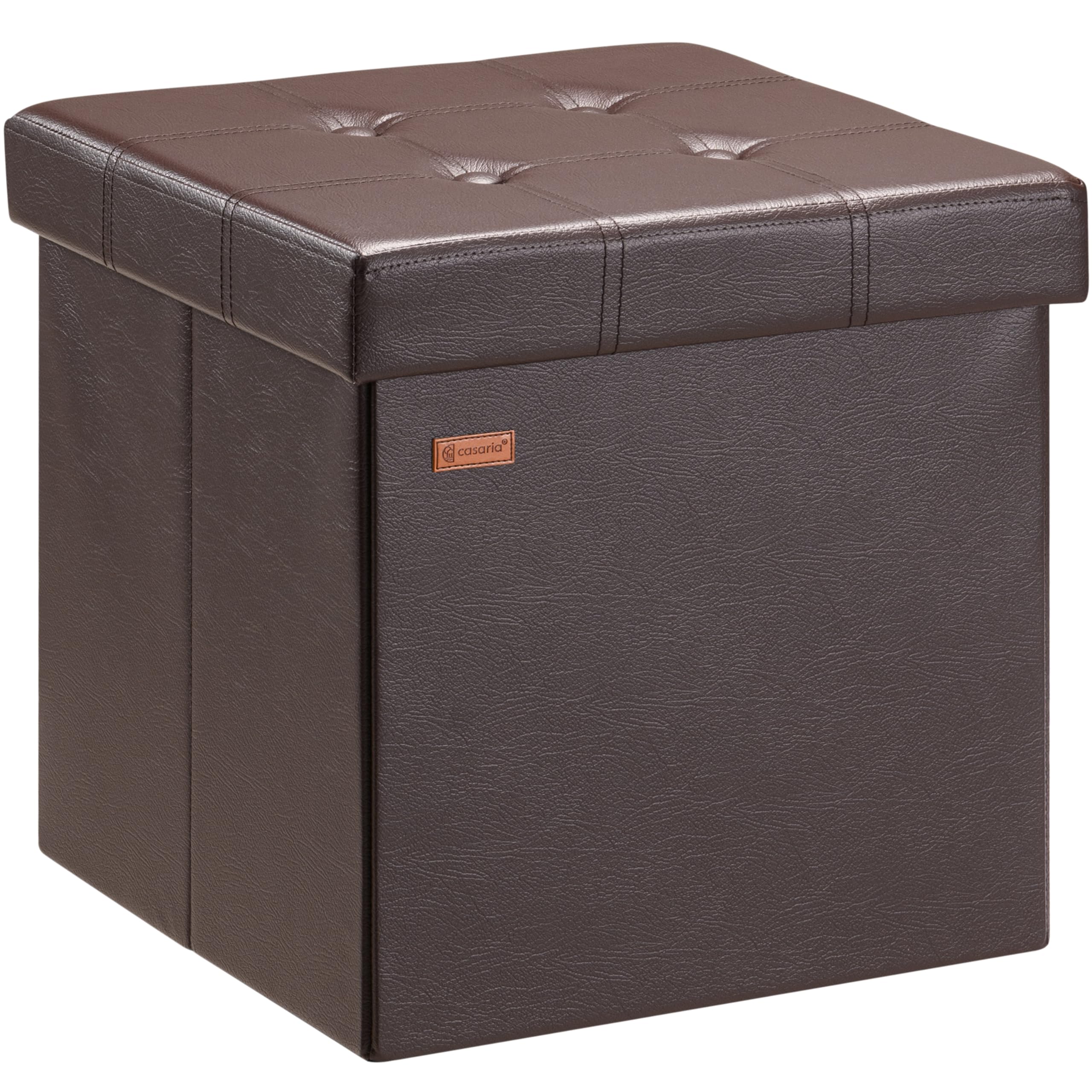 CASARIA® 40cm Square Foldable Stool with Storage Space | Faux Leather ...