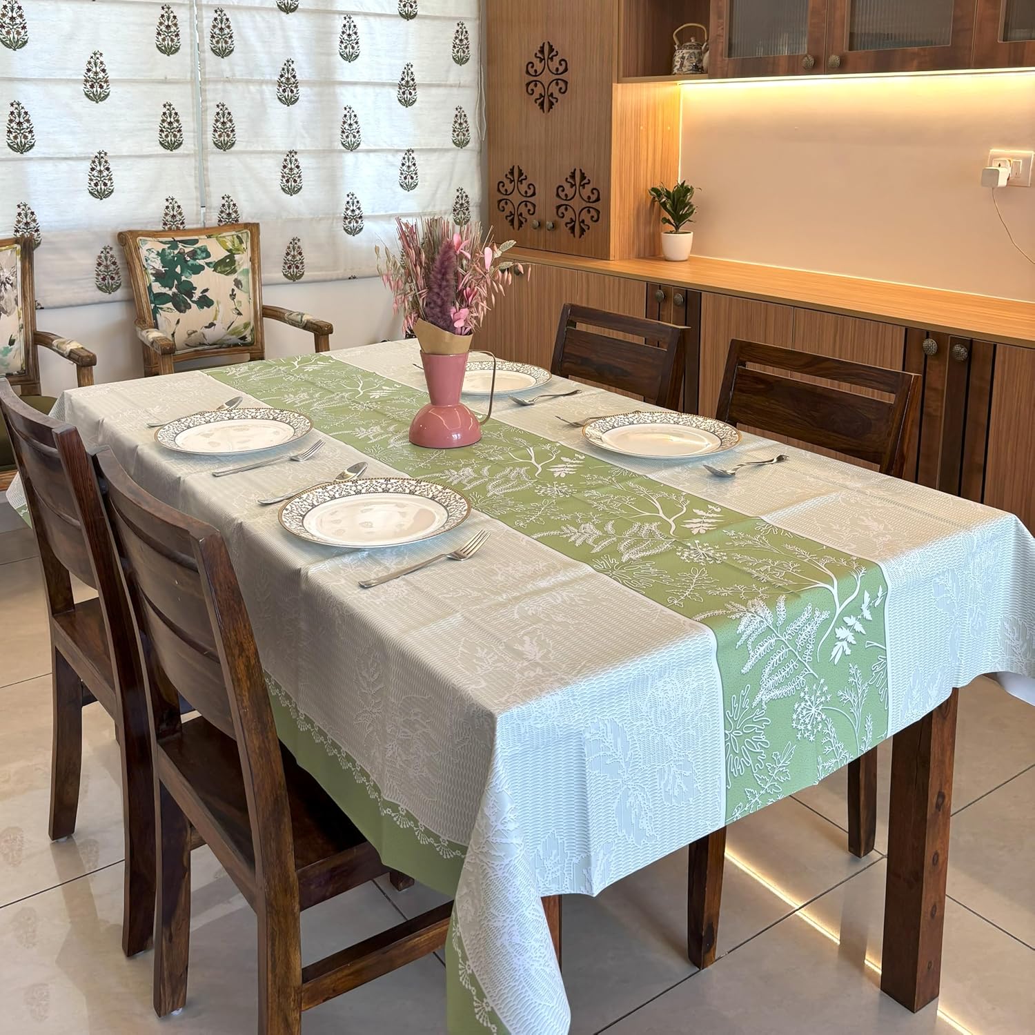 Buy Livmodern Premium PVC (Polyvinyl Chloride) Dining Table Cover 6 ...