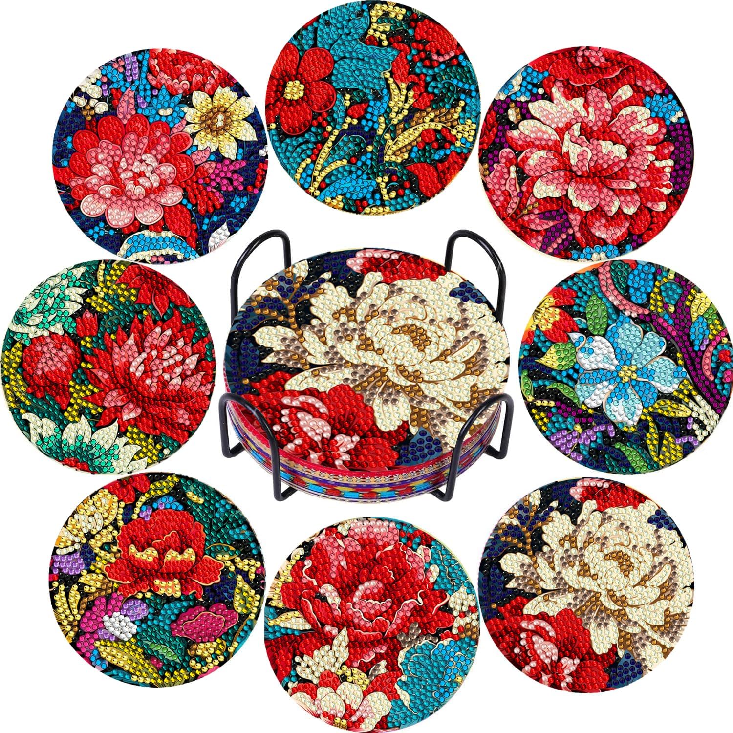 Amazon.com: EWJRNSF 8 PCS Diamond Art Coasters Kit, Small Diamond ...
