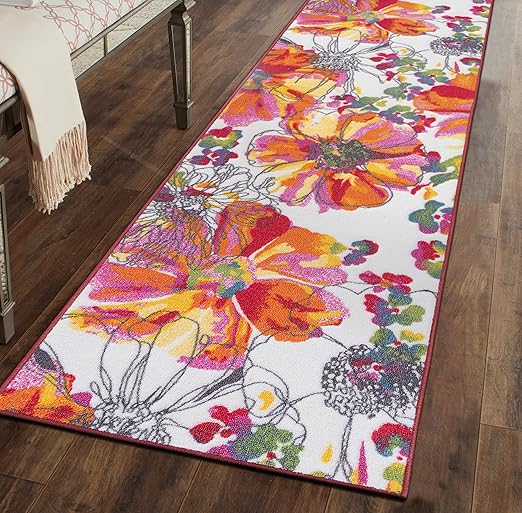 Amazon.com: Rugshop Modern Bright Flowers Non-Slip (Non-Skid) Area Rug ...